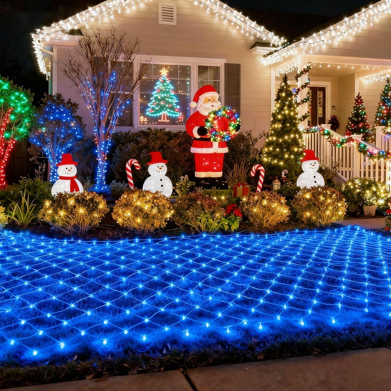 JINYUN-Net Lights, 300LED Christmas Outdoor Mesh Light, 14.8x4.9 ft ...