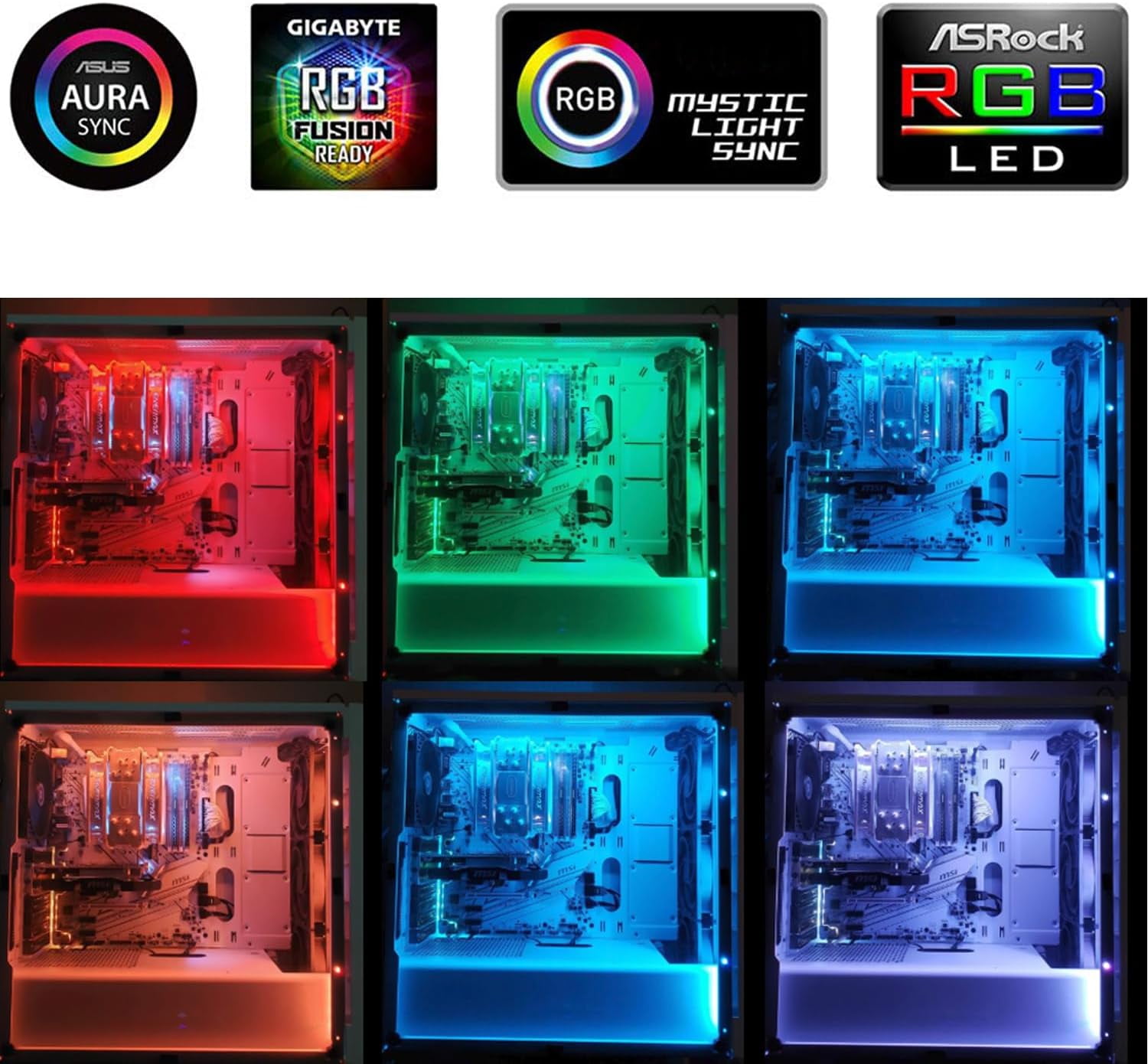 JINYUN-PC RGB LED Strip, 36 LEDs 12 x 0.39 x 0.12 inches Clear Silicone ...