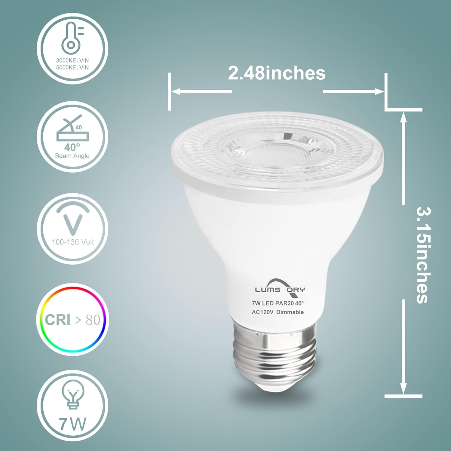 JINYUN-Par20 Led Flood Light Bulbs 5000K Daylight Dimmable 50W Halogen ...