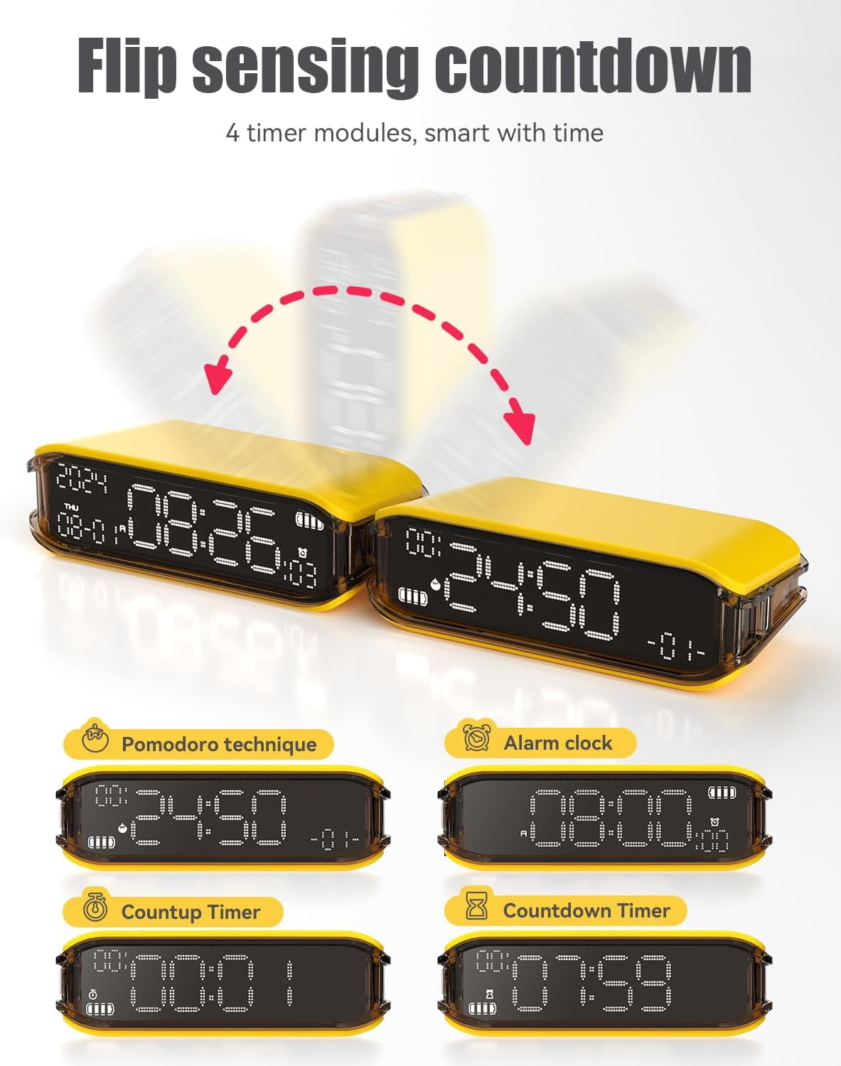 JINYUN-Pomodoro Timer Clock, Desk Timer for Productivity, Rotating to ...