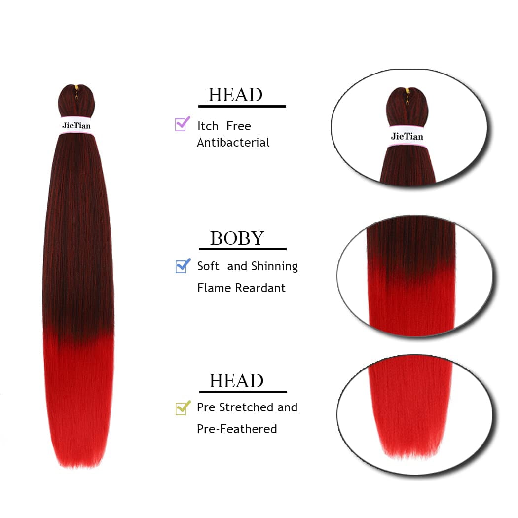 JINYUN-Pre Stretched Braiding Hair Ombre 30 Inch 8 Packs Synthetic ...