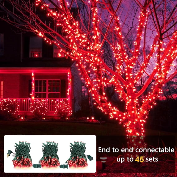 JINYUN-Red Christmas Lights, 33ft 100 LED Christmas String Lights, 5mm ...