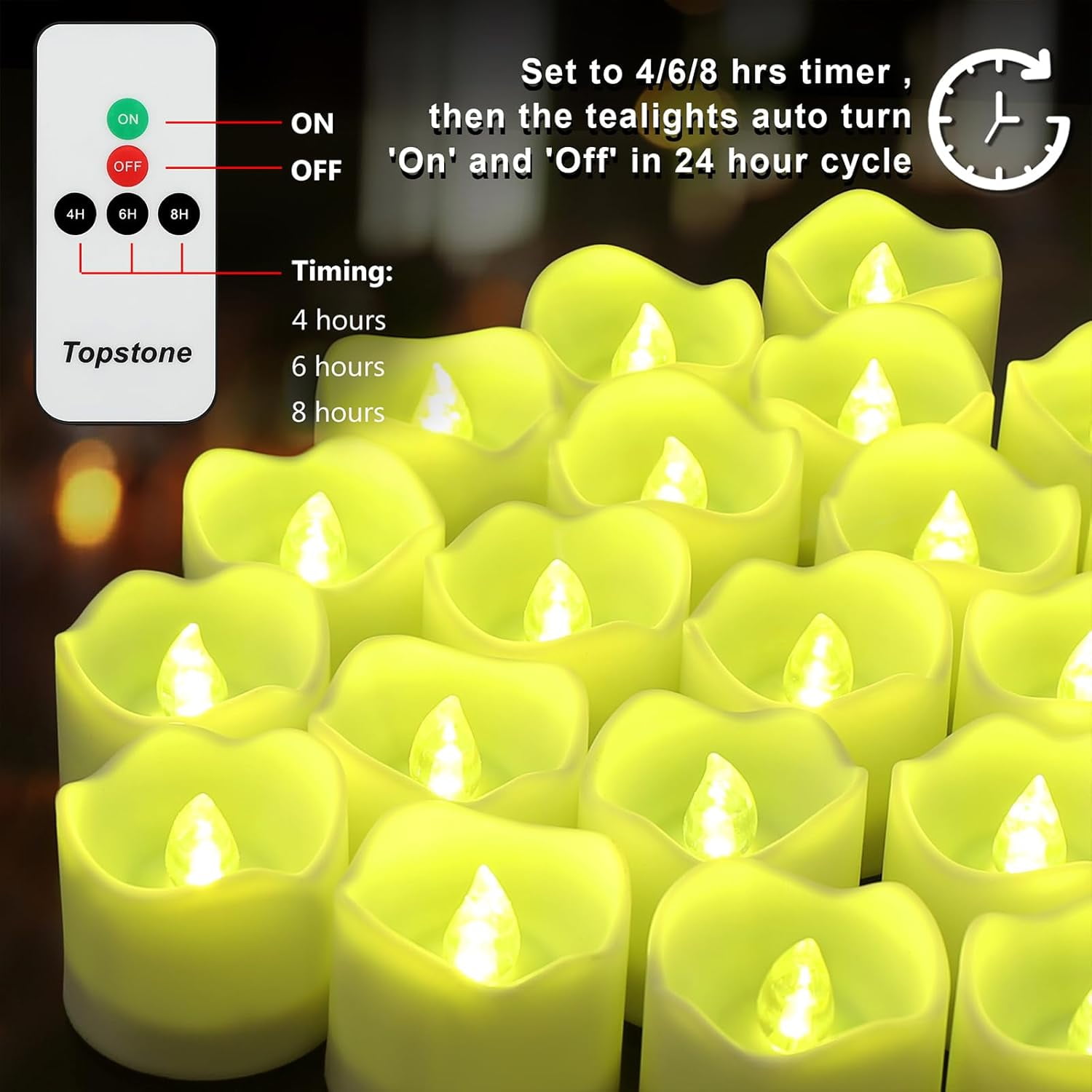 JINYUN-Red Remote Control Flameless Tealight Candles,CR2450 Battery ...