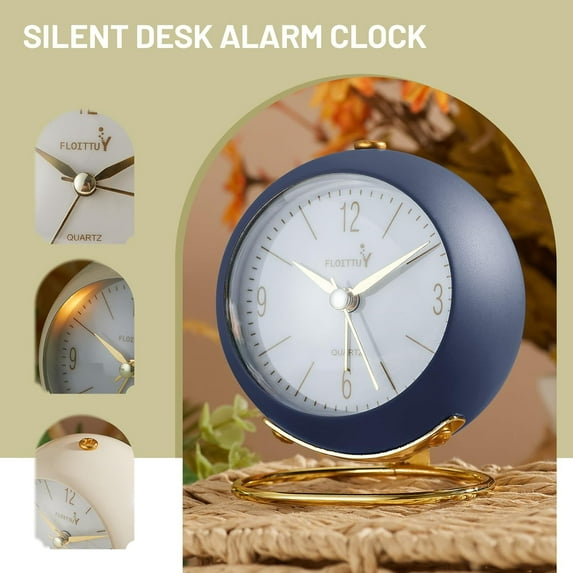 JINYUN-Silent Table Analog Alarm Clock No Ticking, Lighted on Demand ...