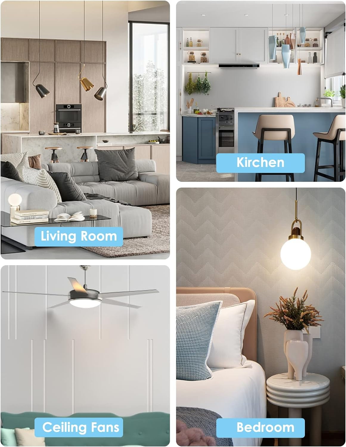 JINYUN-Super Bright GU24 LED Light Bulb 9W, 1100 Lumens 5000K Daylight ...