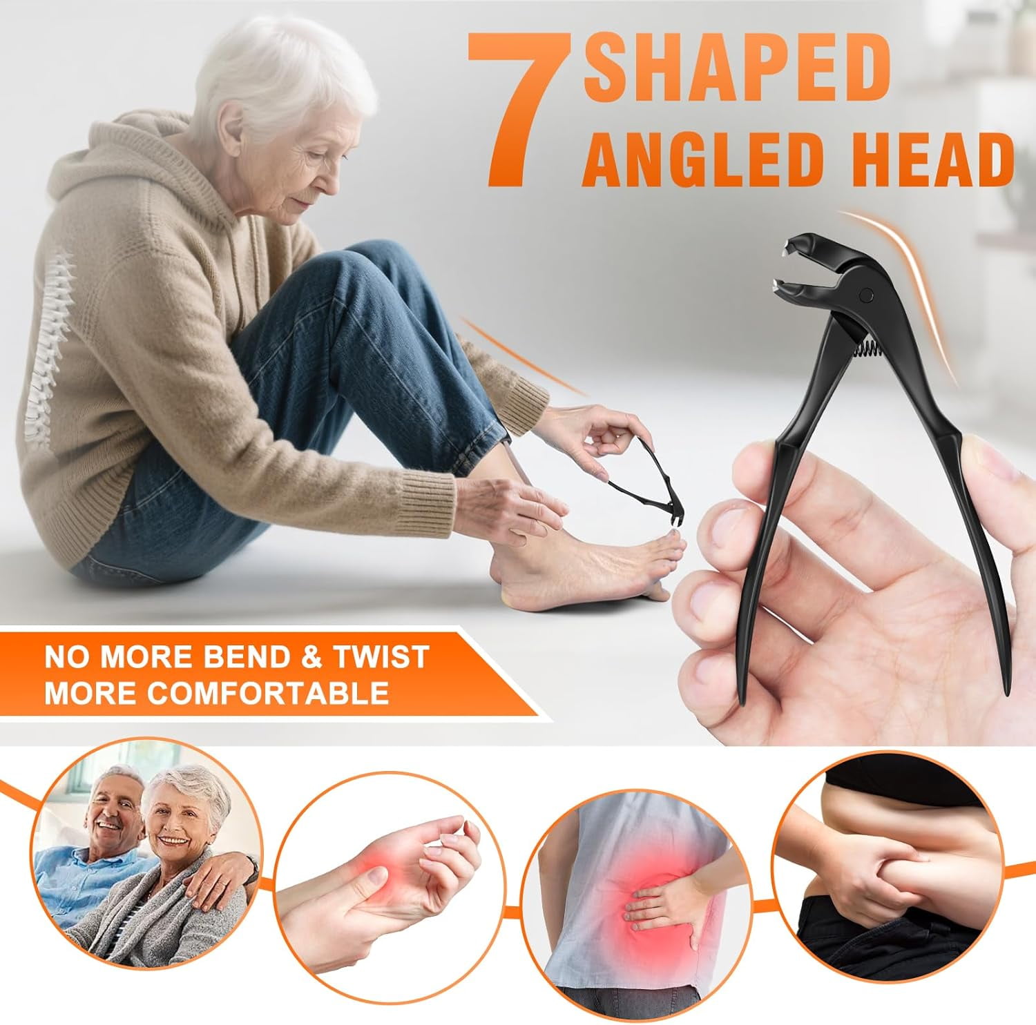JINYUN-Toenail Clippers for Seniors Thick Toenails, Long Handled Angled ...