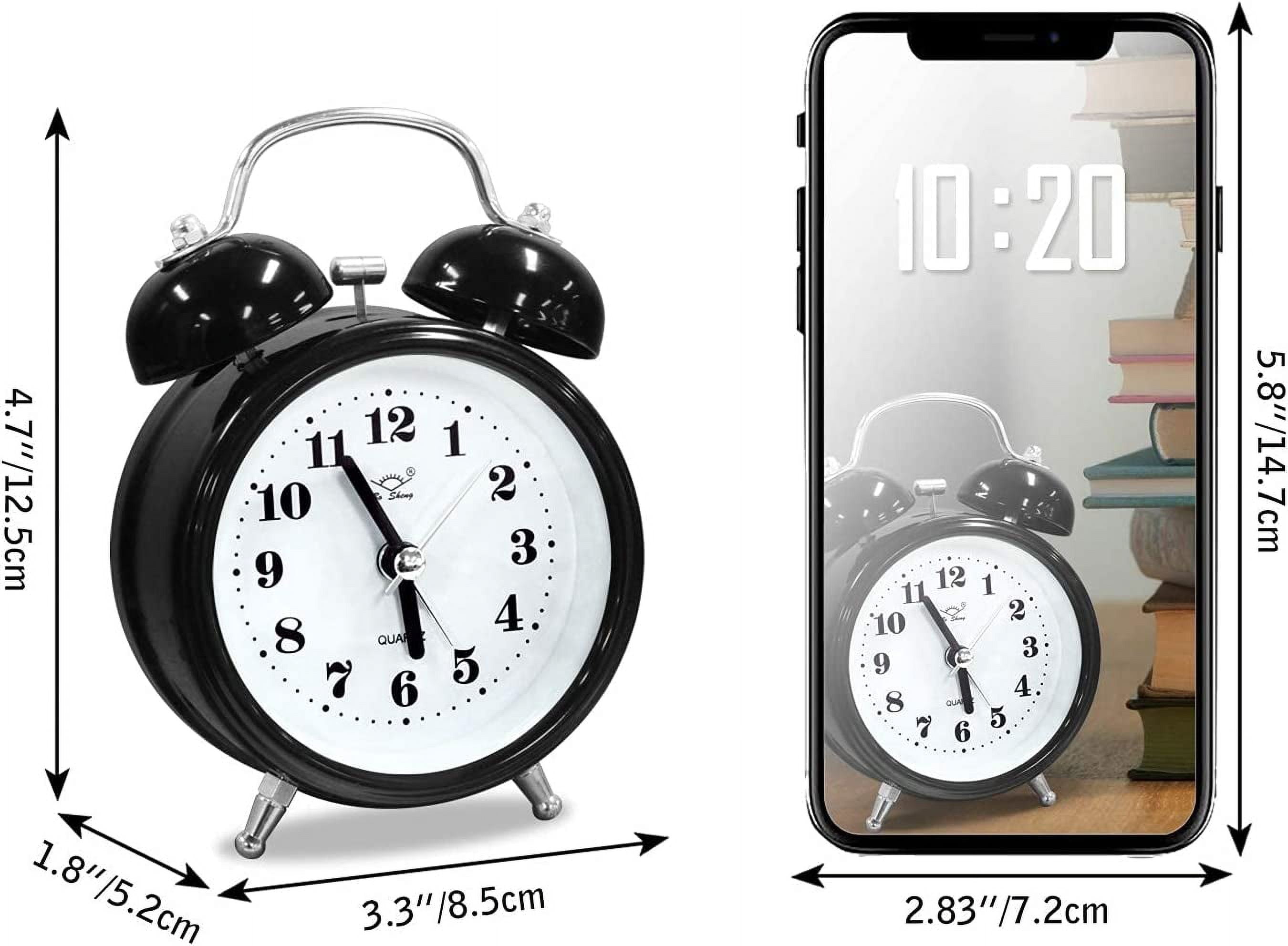JINYUN-Twin Bell Alarm Clock with 3D Dial Simple, Super Extra Loudest ...