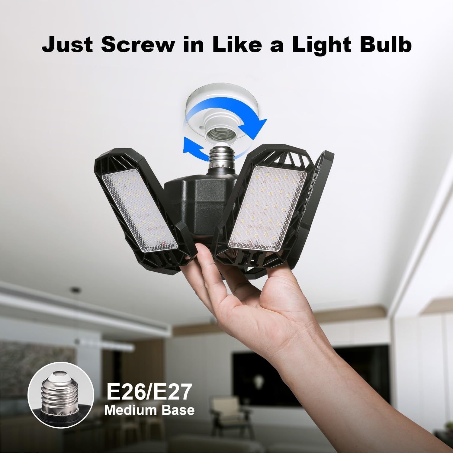 JINYUN-[Upgraded] 2-Pack LED Garage Light,400 Watt Equivalent 6500K ...