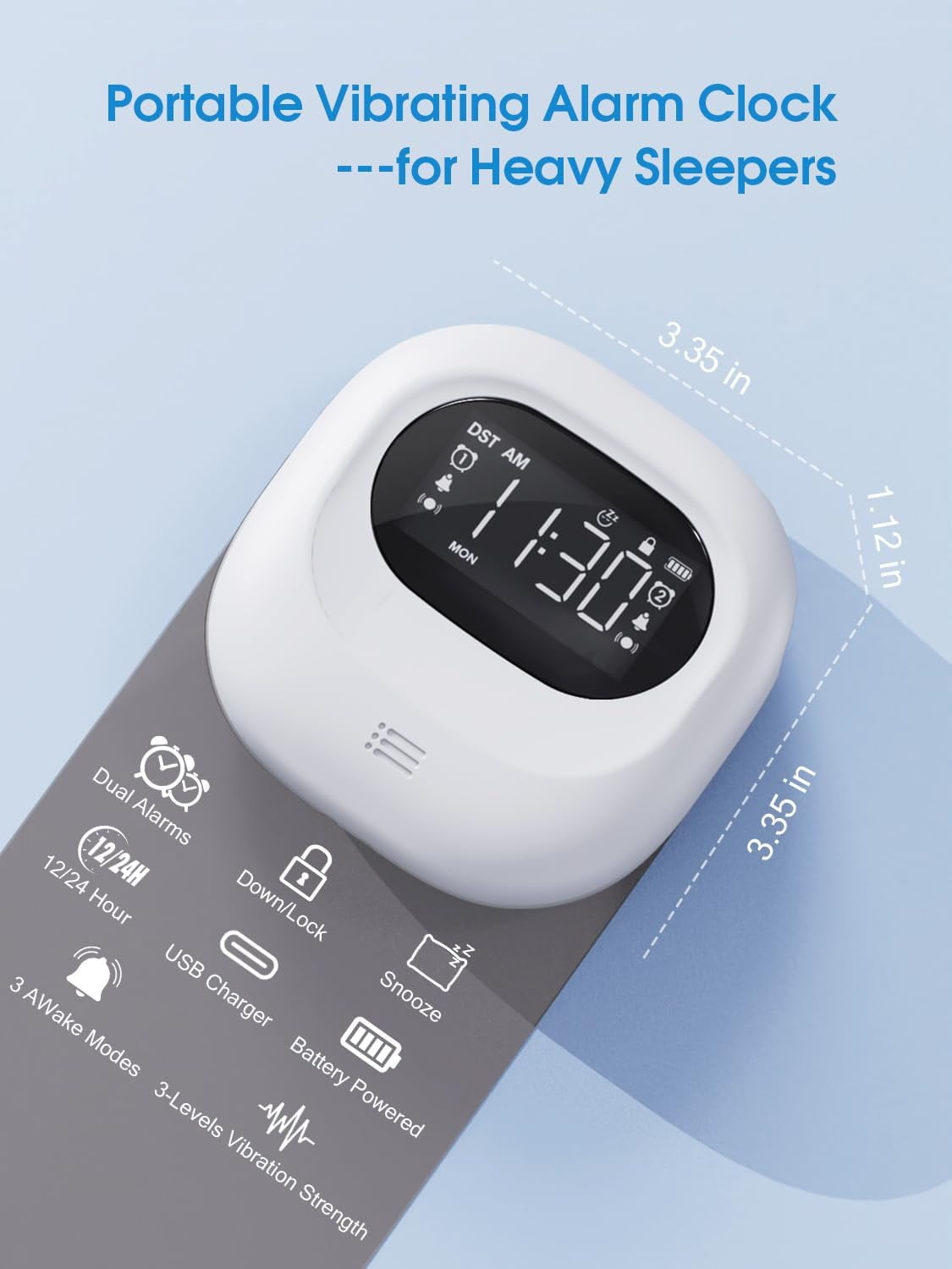 JINYUN-Vibrating Alarm Clock for Heavy Sleepers, Cordless Bed Shaker ...