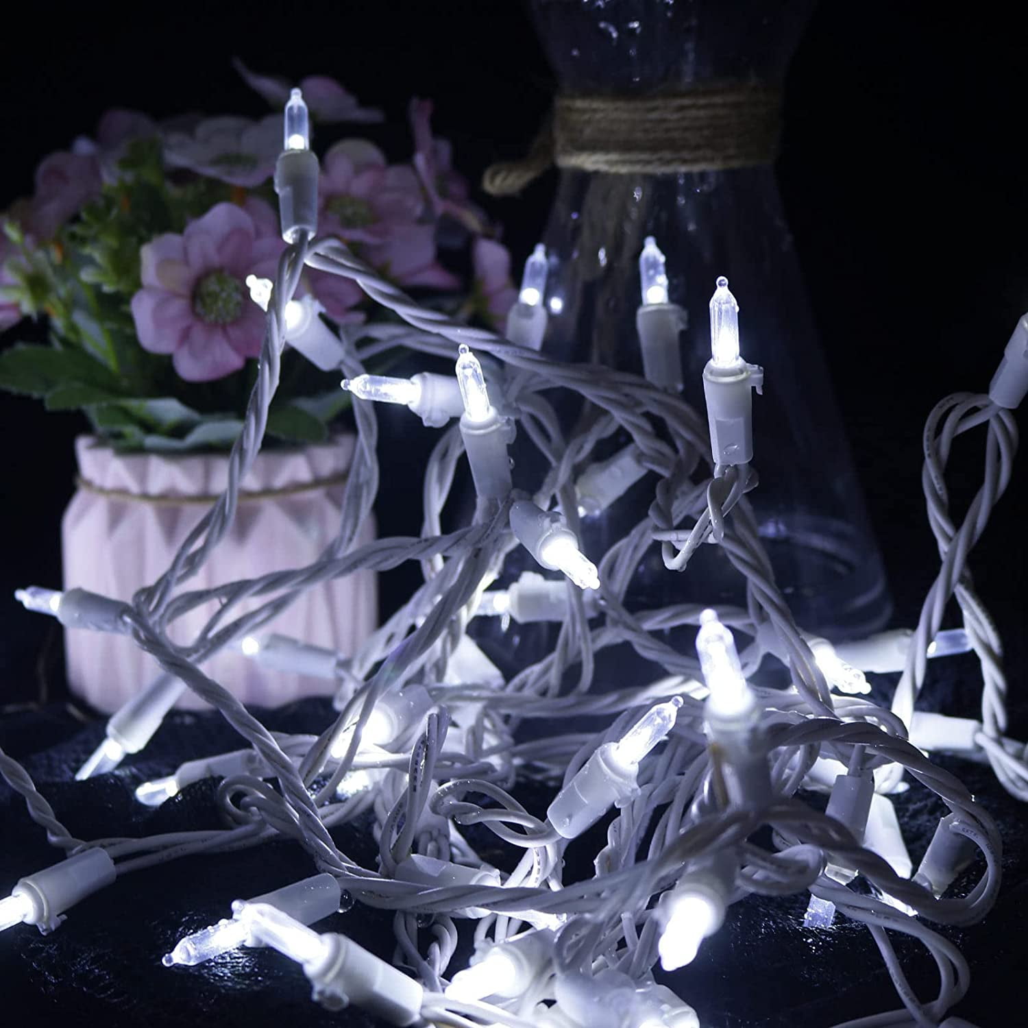 JINYUN-White LED Christmas Lights - 2 Pack 100 Count Cool White ...