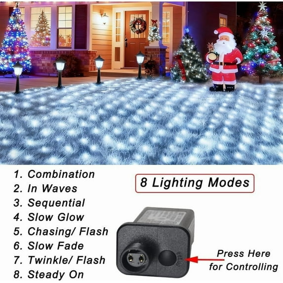 JINYUN-White Net Lights Outdoor, 300 LED Christmas Net Mesh Lights for ...