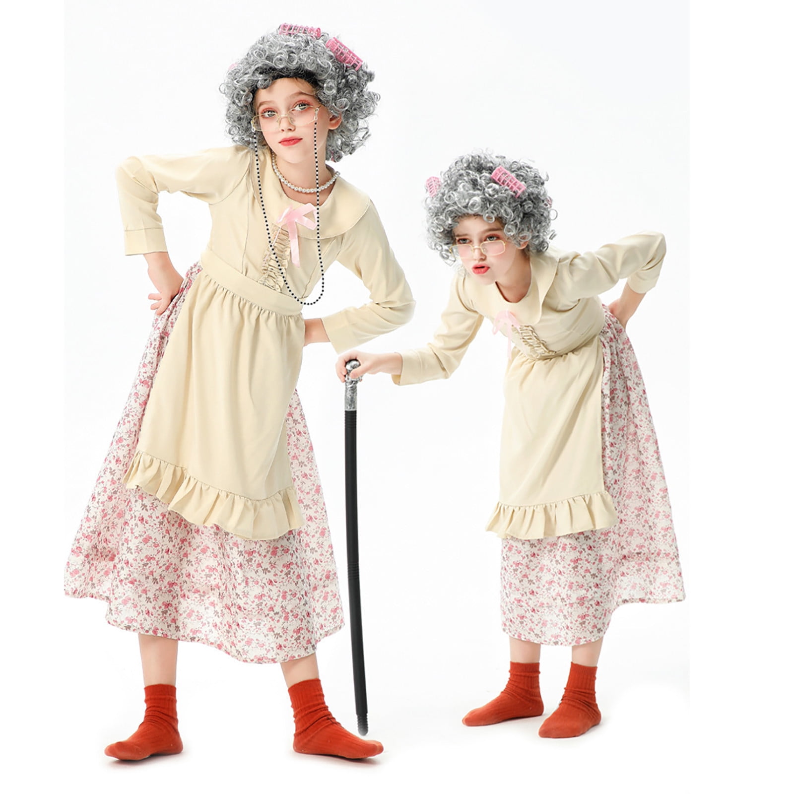 Jamsmile Girls Old Lady 100th Day Of School Kids Old Lady Girls Granny ...