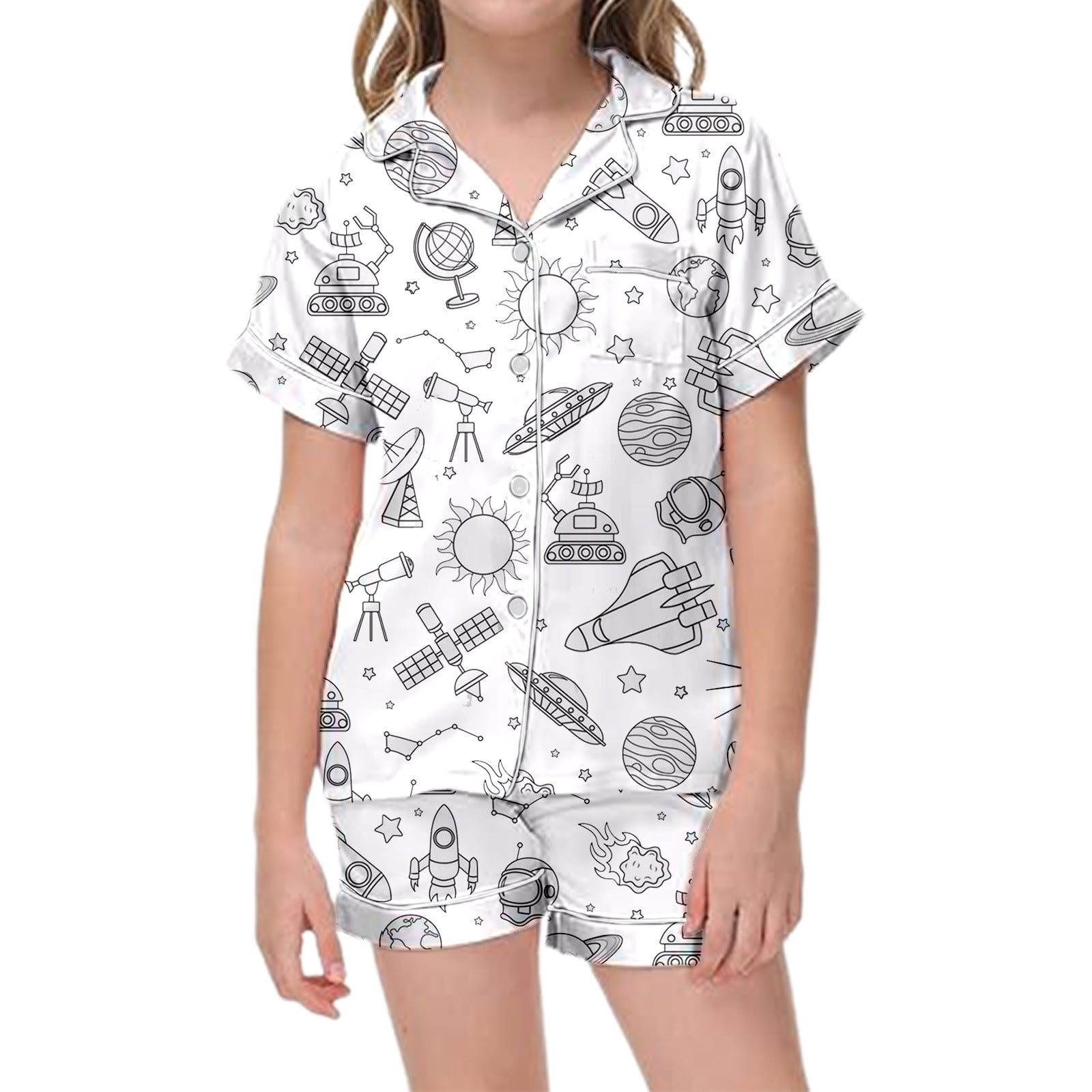 Jamsmile Kids Girls Pajamas Cartoon Print Short Sleeve Tops + Shorts ...