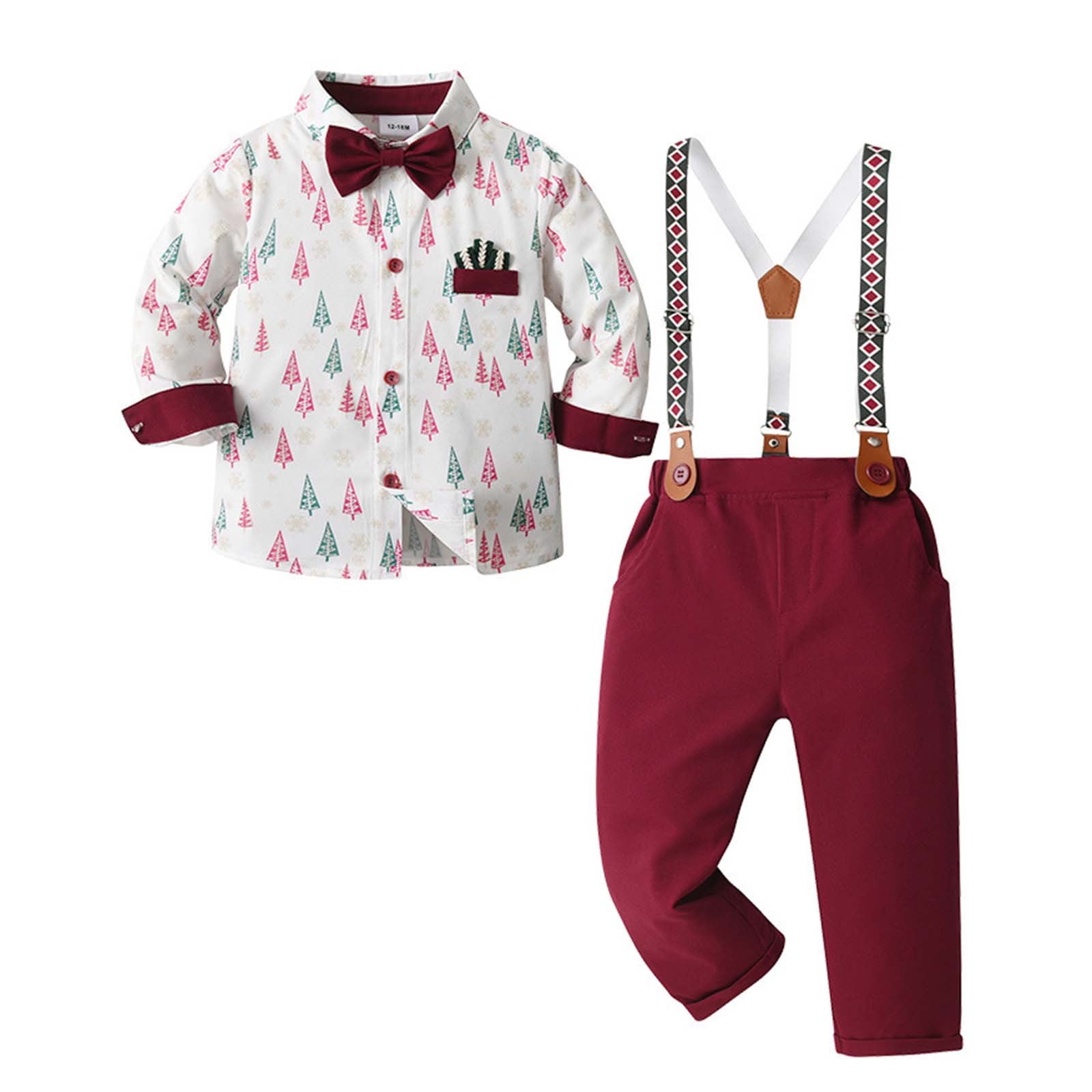 JINYue Toddler Boys Outfit Sets Two Piece gentleman Suits long sleeve bowtie shirts + pants ...