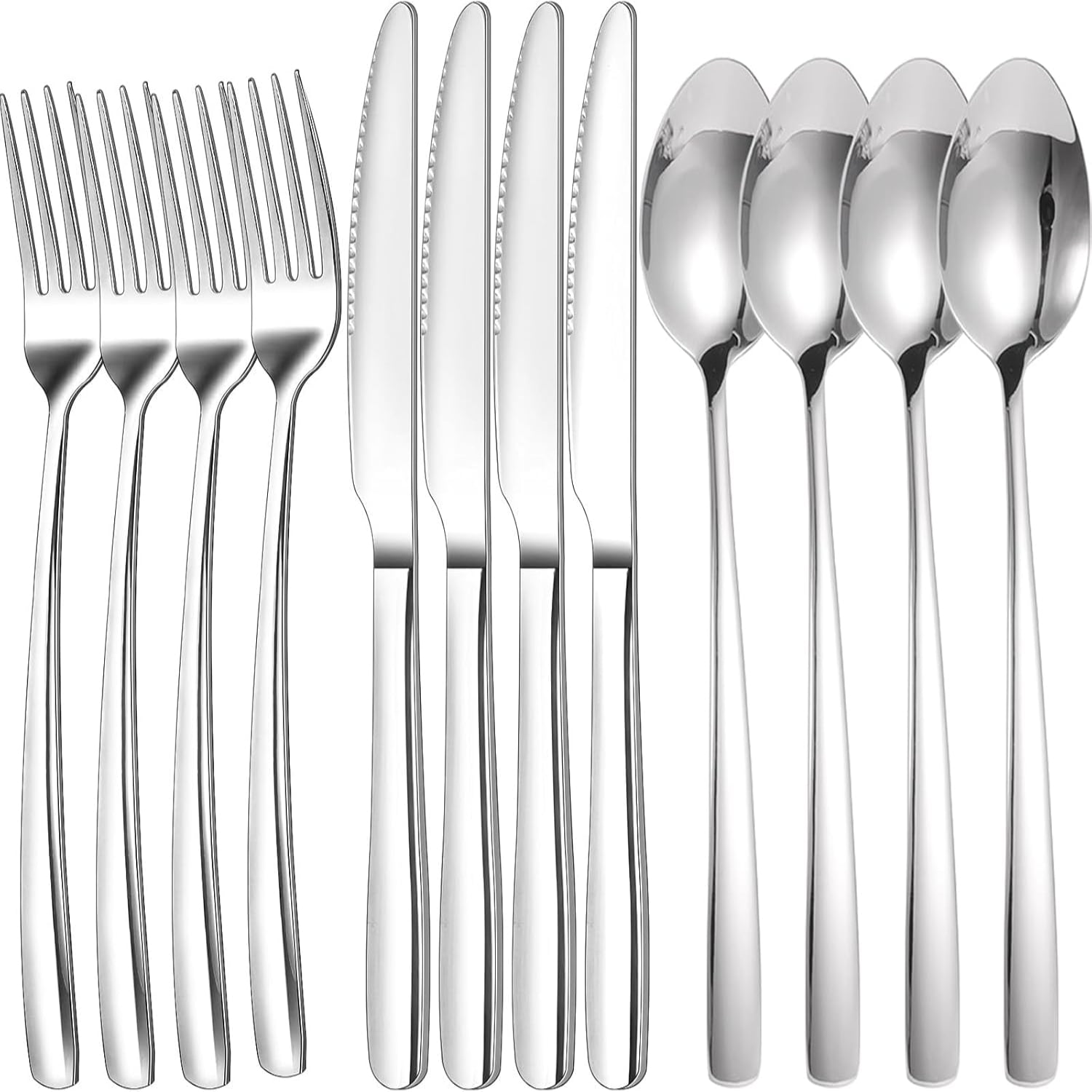 JINZHOUJZ Flatware Set 4 Piece with 2 Dinner Forks Stainless Steel & 2 ...
