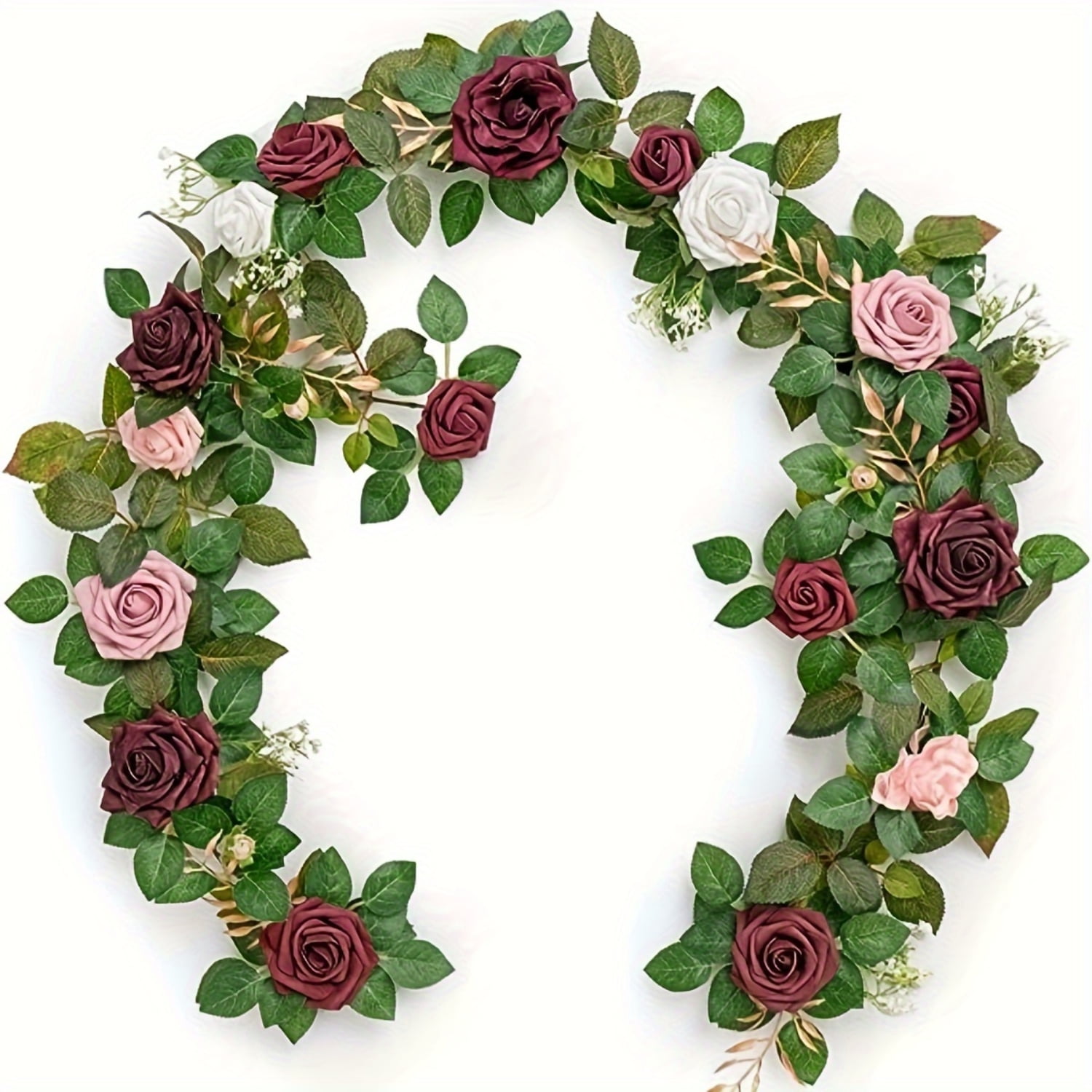 JINZHOUSHCH Rustic and Elegant 5FT Long Artificial Rose Flower Runner ...