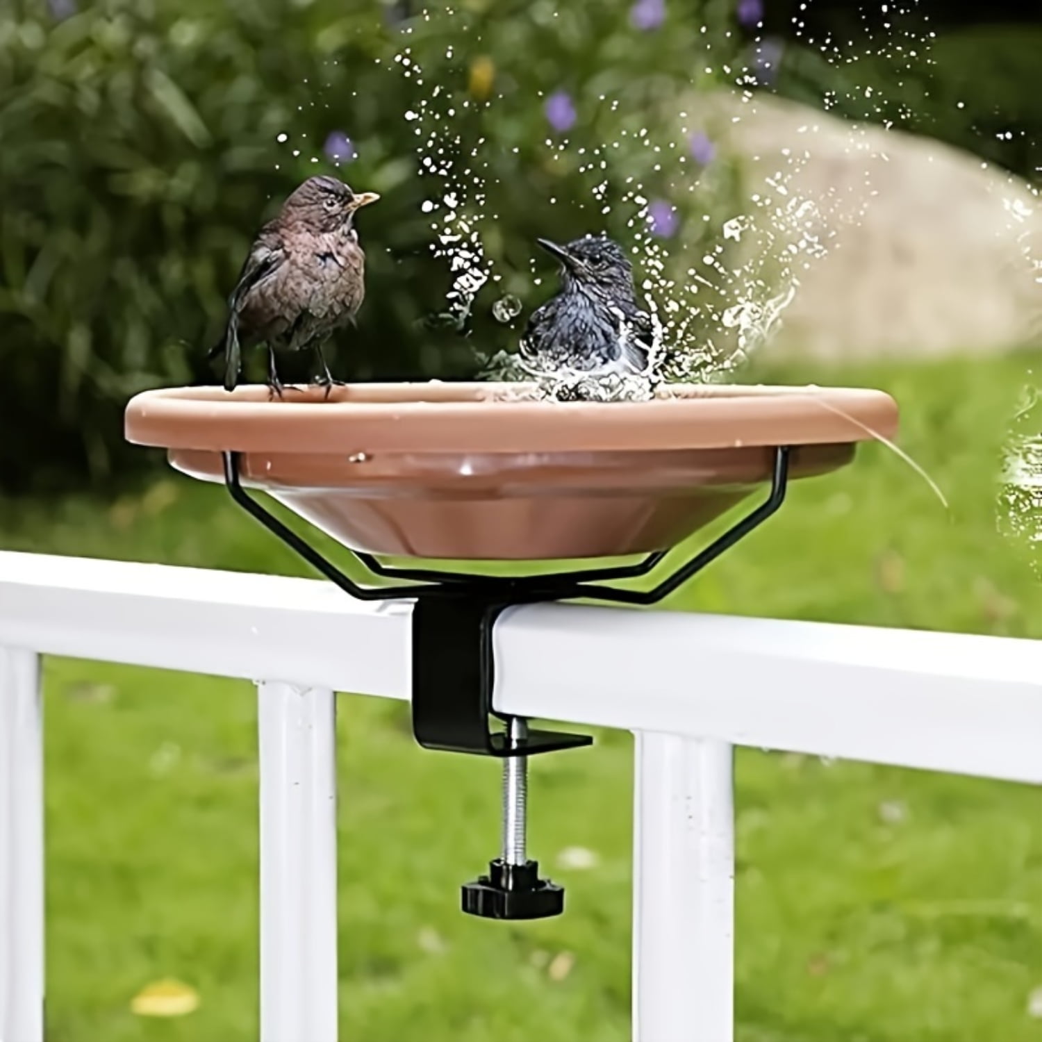 JINZHSF Adjustable Clamp Bird Bath and Feeder Bowl for Balcony and ...
