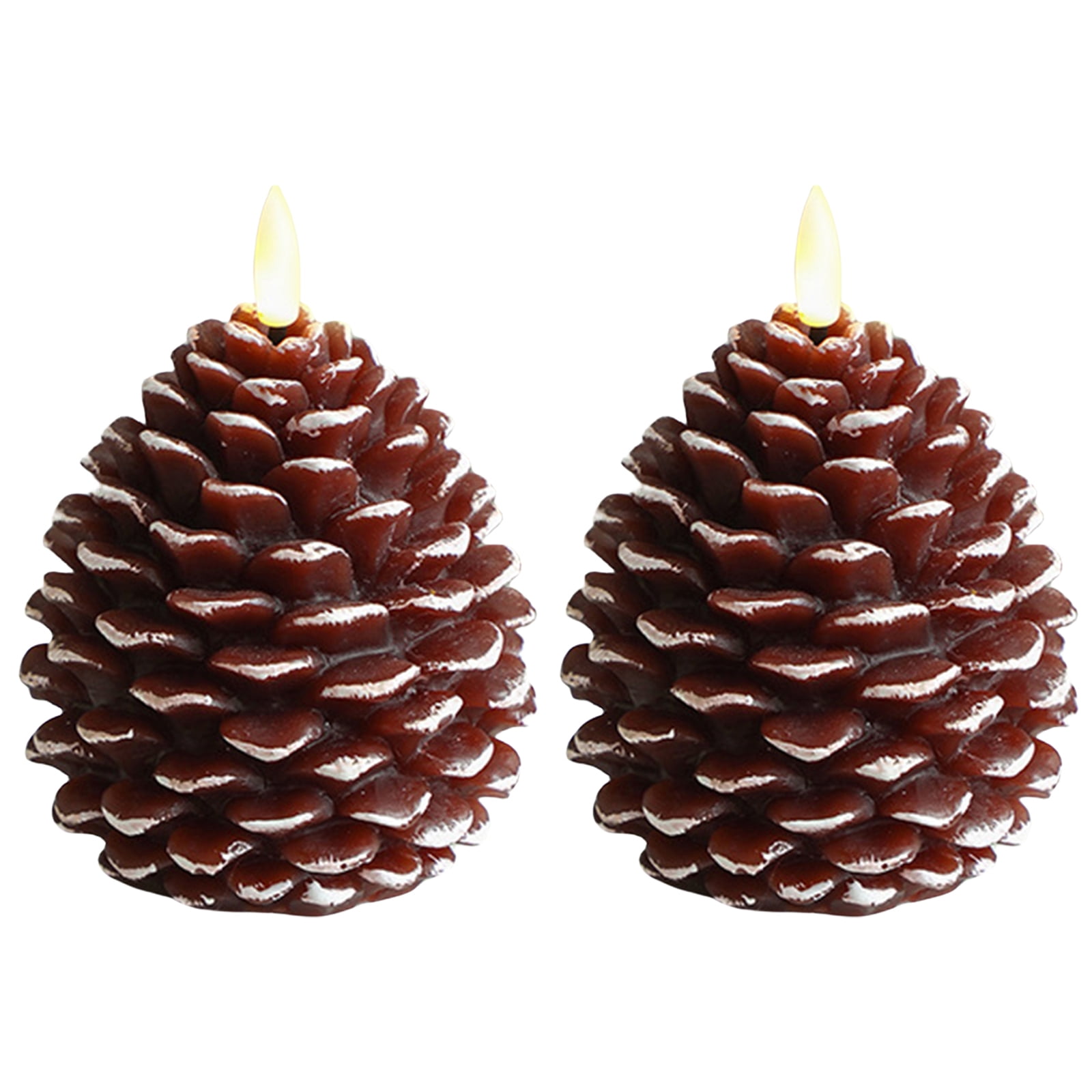 JINZJ Christmas Home Decor, Pack Of 2 Led Pine Cone Candle Pinecone ...