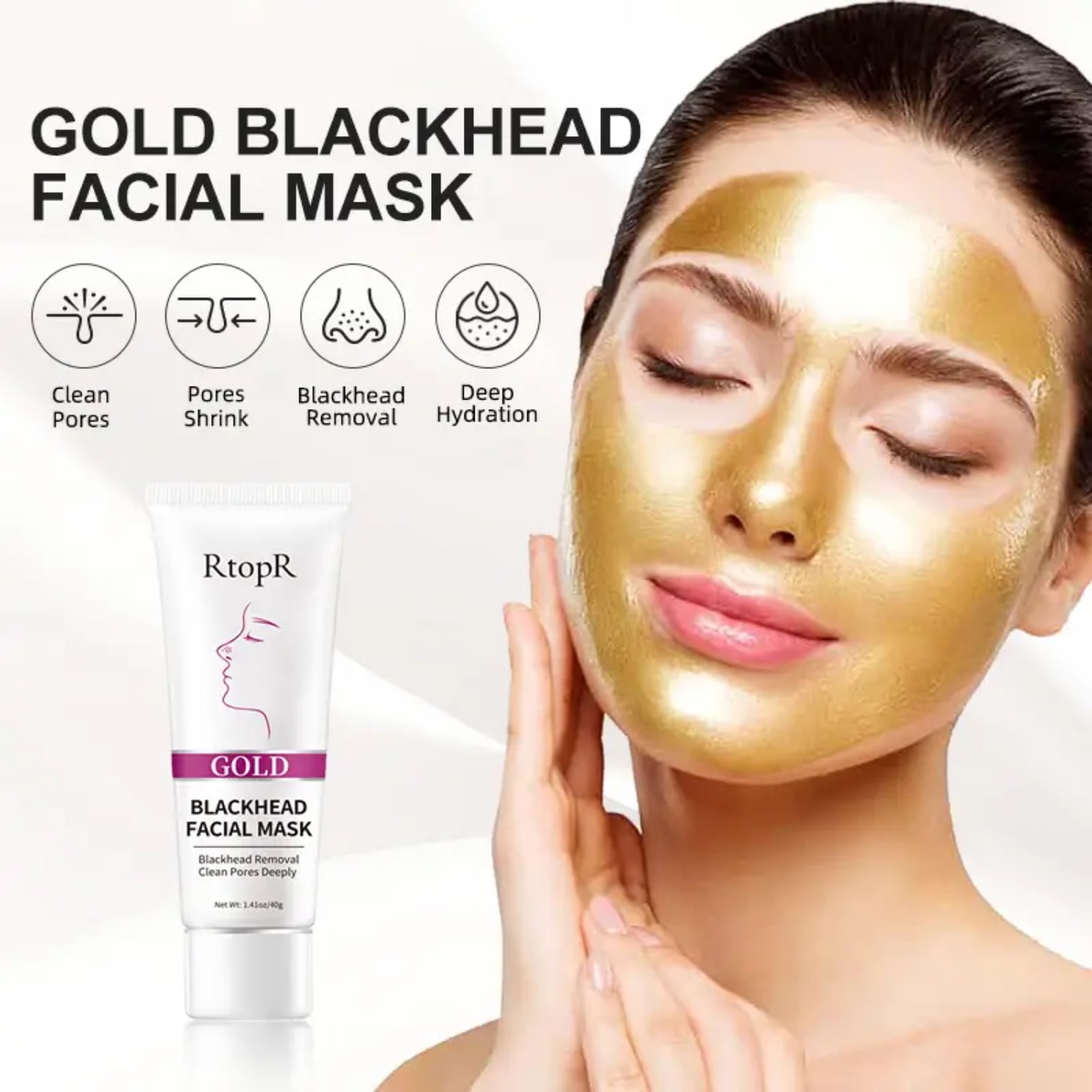 JINZSCQC Deep Cleansing Gold Blackhead Removal Mask for Acne on Nose ...