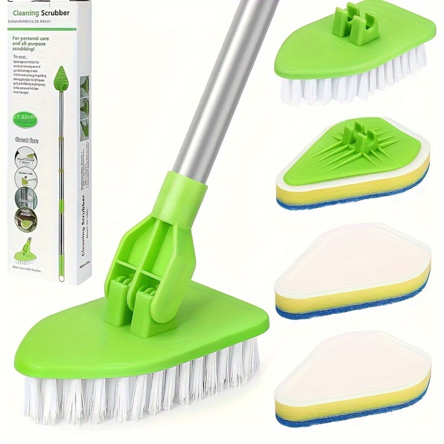JINZYQ Long Handle Shower Cleaning Scrub Brush Set 2 In 1 Extendable ...