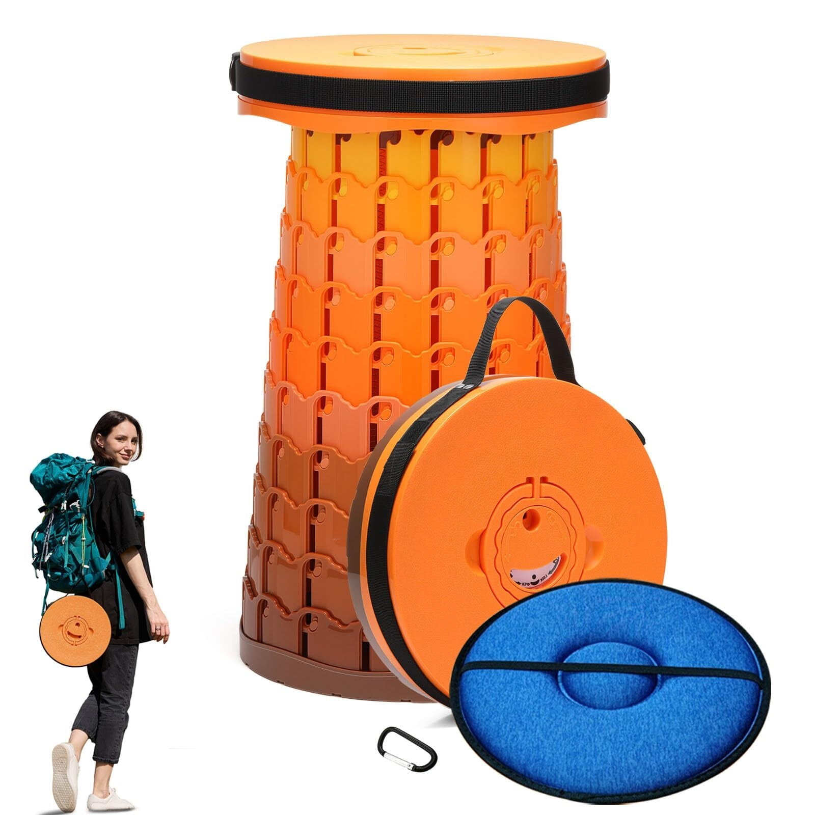 JINpf Collapsible Stool with Cushion - Portable, Foldable Camping Stool ...