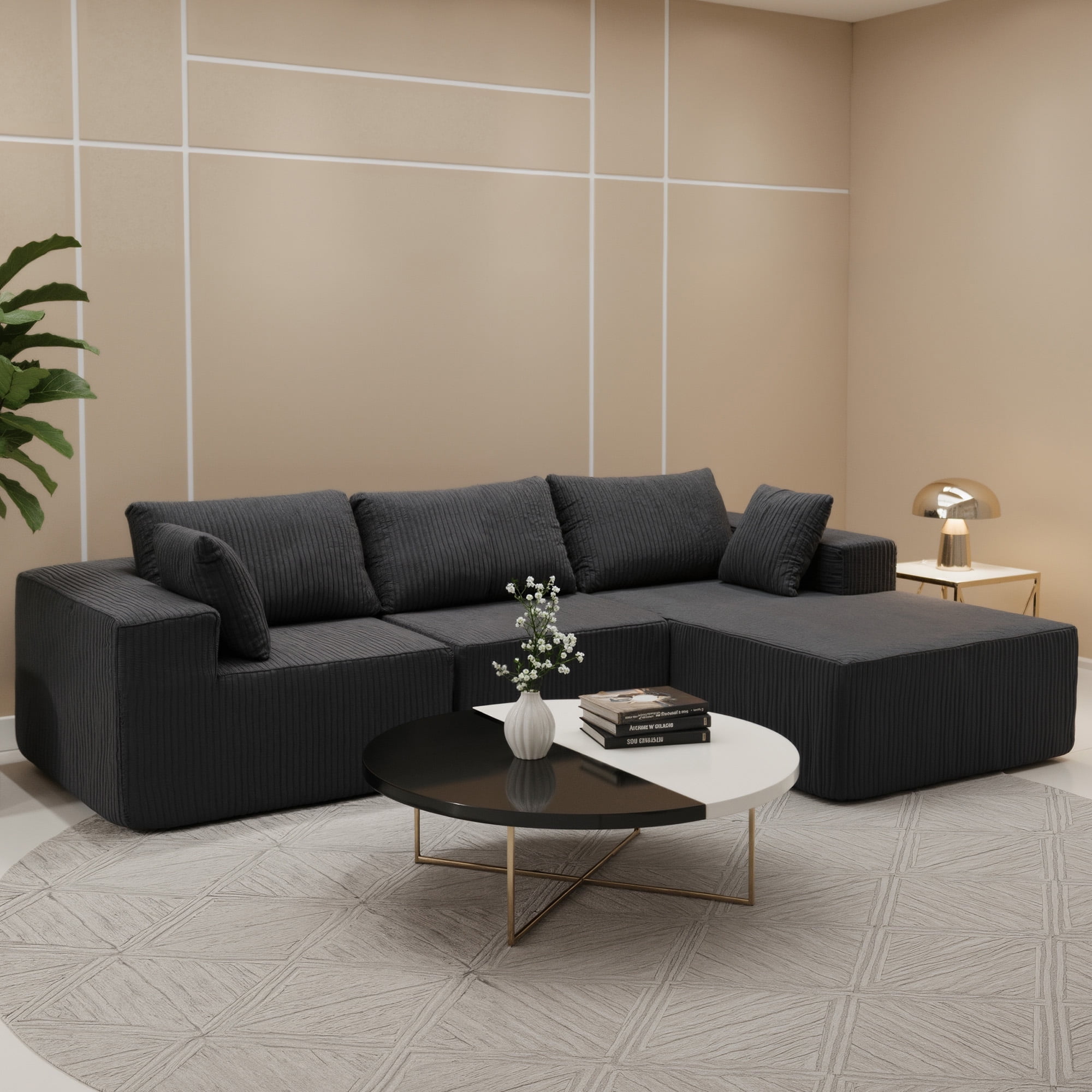 JIOABL 108" Modular Sectional Sofa with Right Chaise Lounge, Flexible L ...