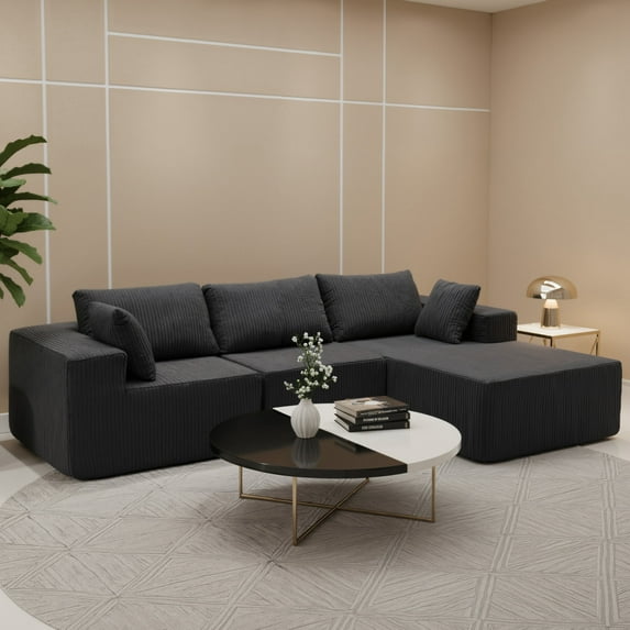 JIOABL 108" Modular Sectional Sofa with Right Chaise Lounge, Flexible L ...