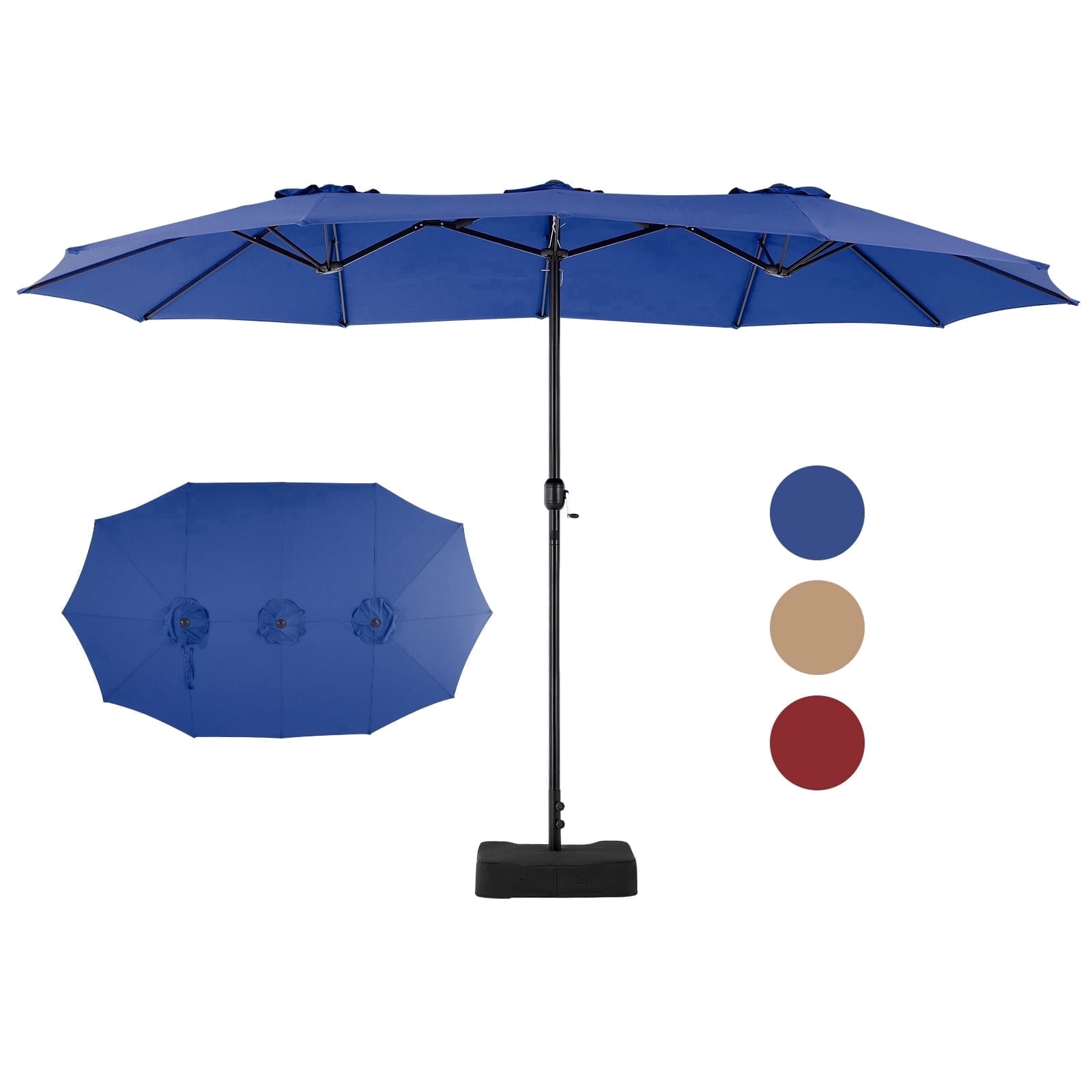 JIOABL 15FT Triple Head Patio Umbrella with Base & Sandbags, Large ...
