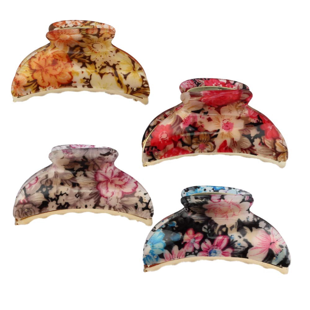 JIRIS 4 Pack 3.5" Hair Clips for Women Acrylic Hair Claw Flower Bath ...