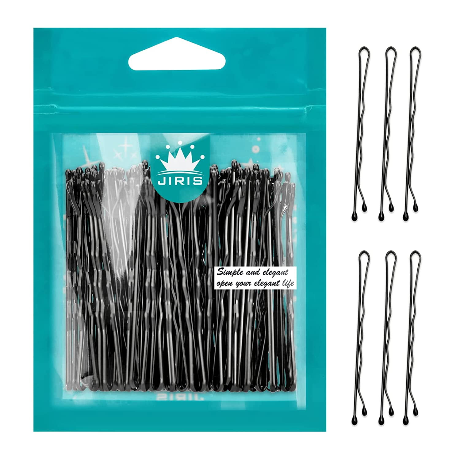 JIRIS Bobby Pins, 100Count 2Inches Black Hair Pins Hairpins with Bag ...