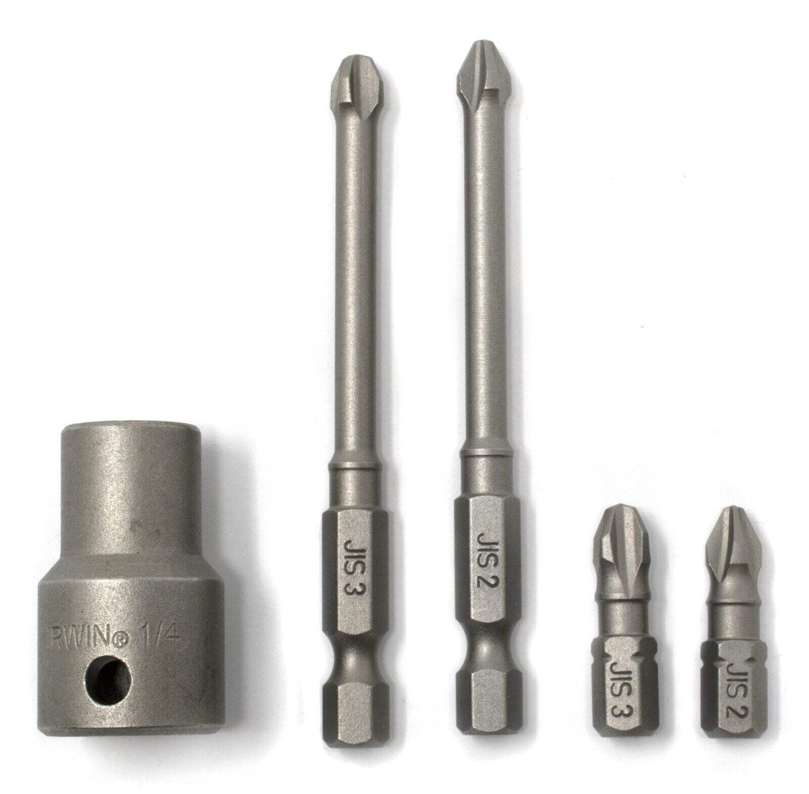JIS 4-Piece Screwdriver Impact Bits with 3/8 Inch Socket Adapter, #2#3 ...