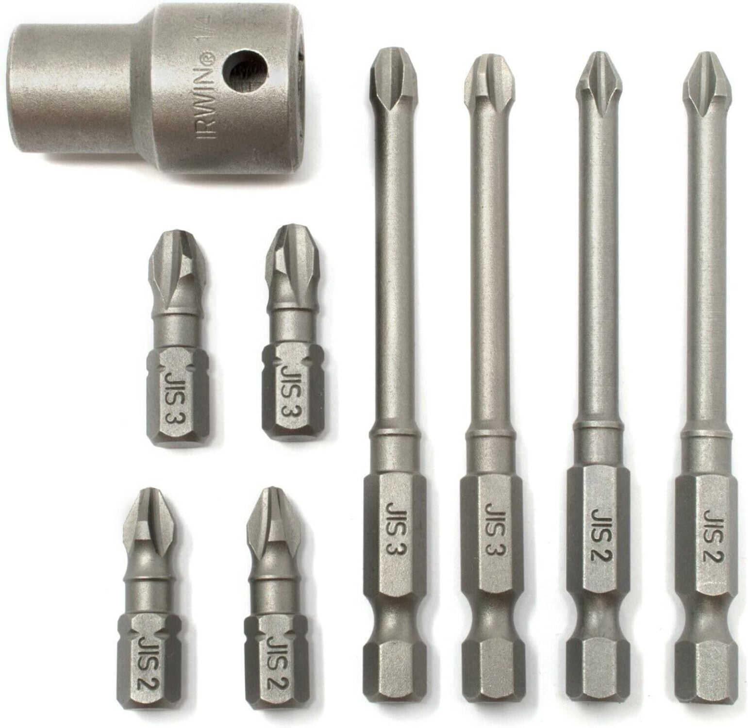 JIS (Japanese Industrial Standard) (8) Screwdriver Impact Bits + 3/8 ...