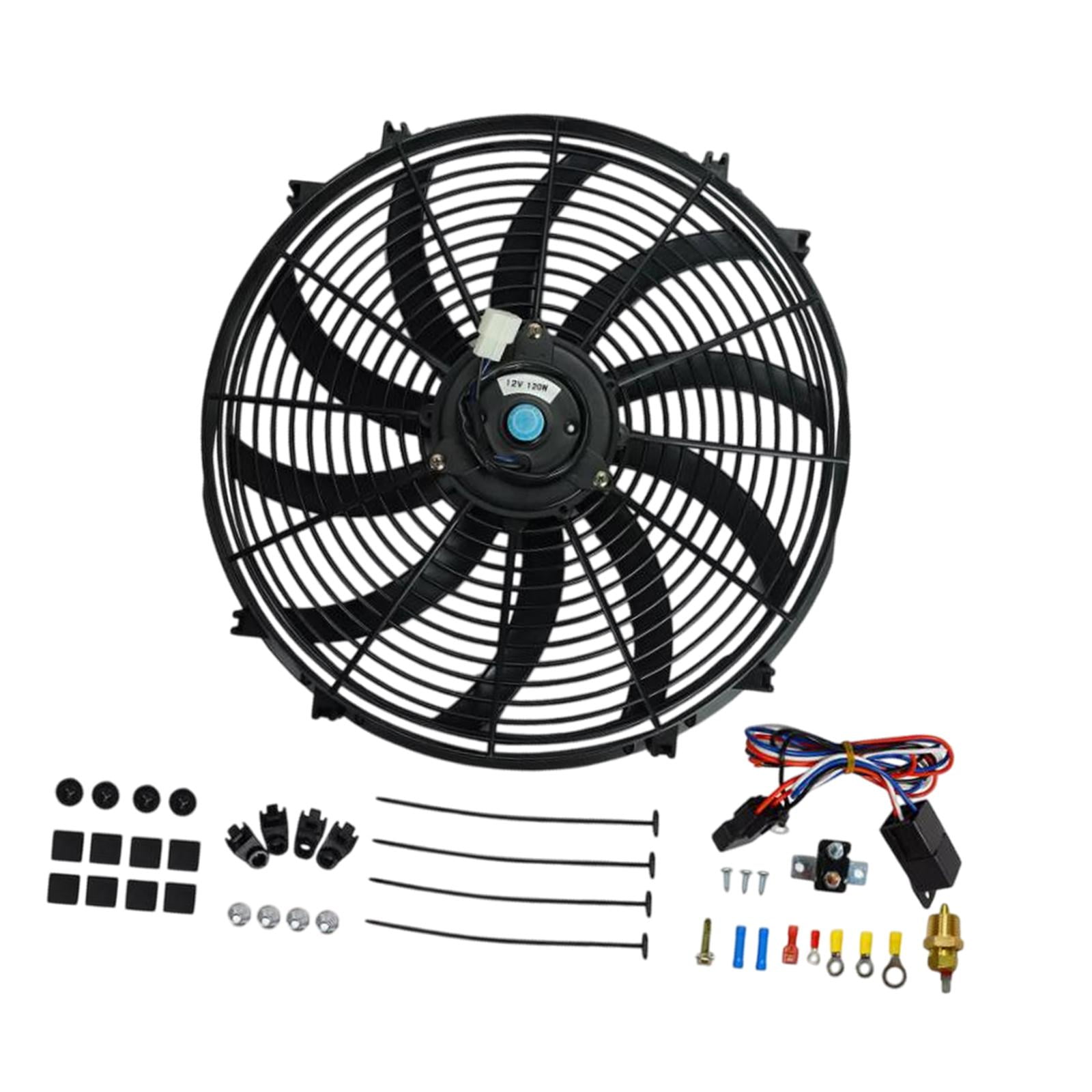 JISADER 12V Electric Cooling Fan Heavy Duty Replaces 16" Slim Fan Push ...