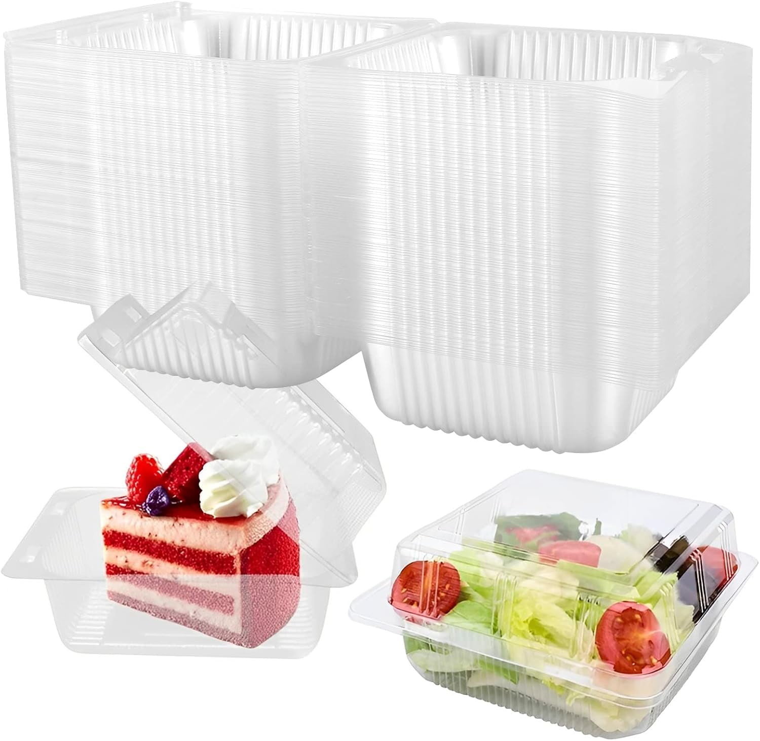 JISBEIFHA 100 PCS Cake Slice Boxes Reusable Cupcake Slice,Single ...