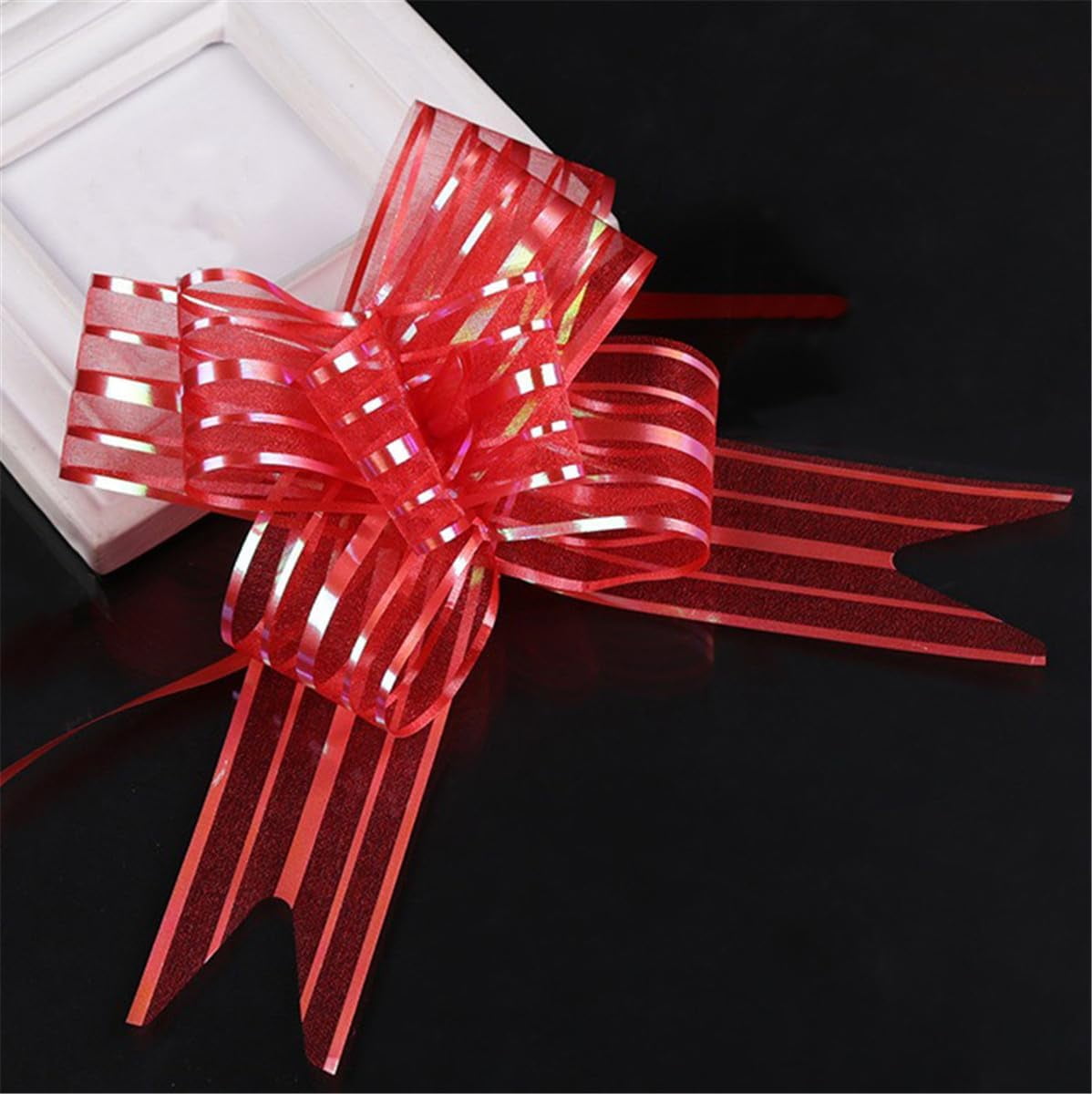 JISBEIFHA 100 Pcs Pull Bow Organza Pull Bows, Gift Wrapping Pull Bow ...