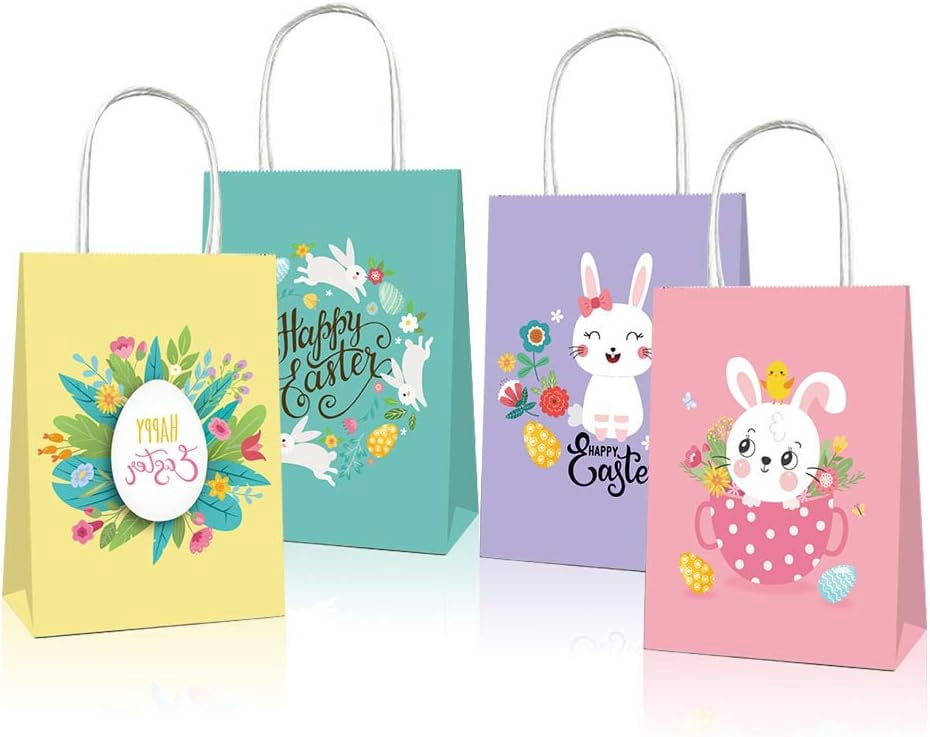 JISBEIFHA 12pcs Easter Paper Gift Bags with Handle Candy Goodie Treat ...