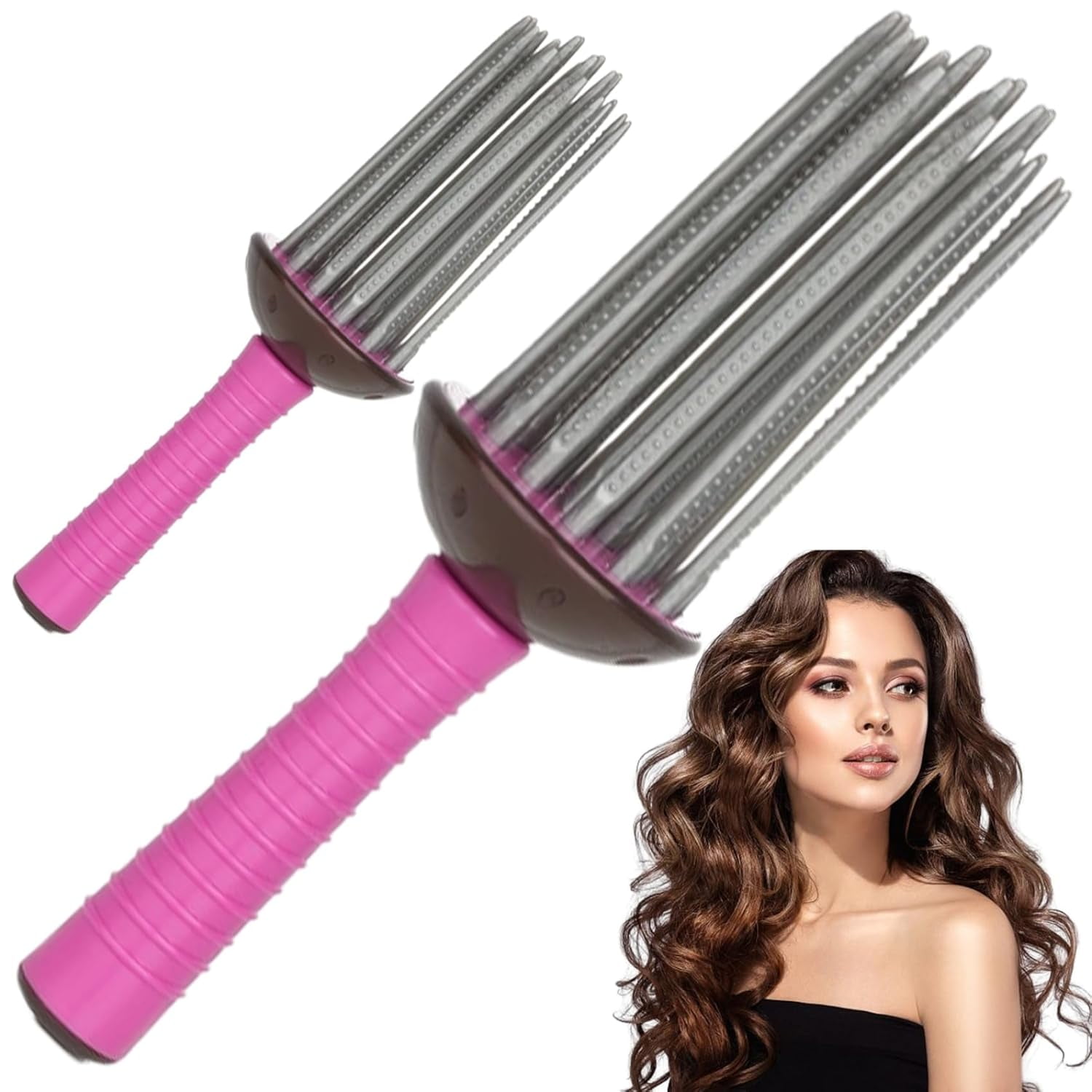 JISBEIFHA 2PCS Curling Comb 8.7 Inch Self-Grip Curly Hair Styler Tool ...