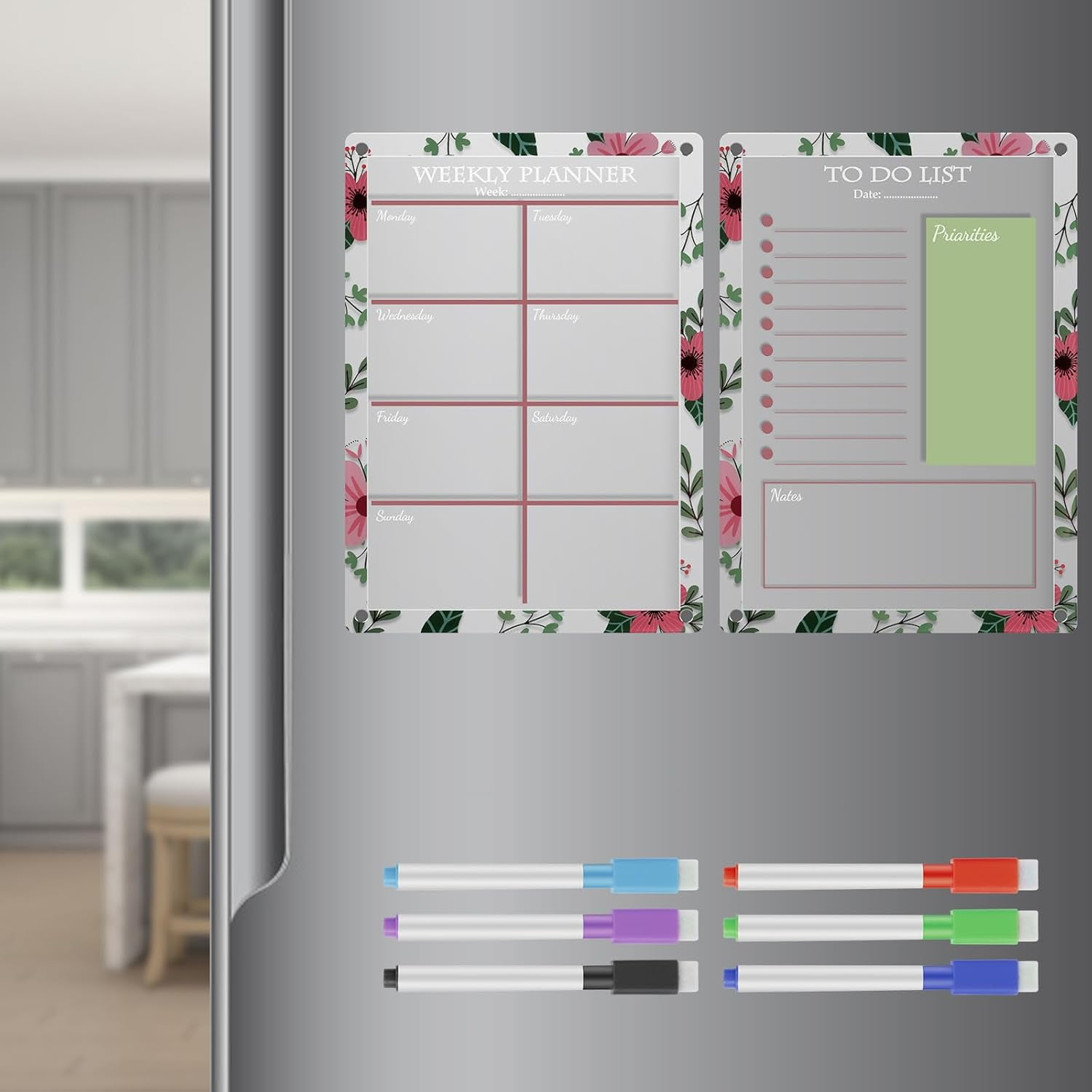 JISBEIFHA 2Pcs Acrylic Magnetic Calendar Clear Dry Erase Board Reusable ...