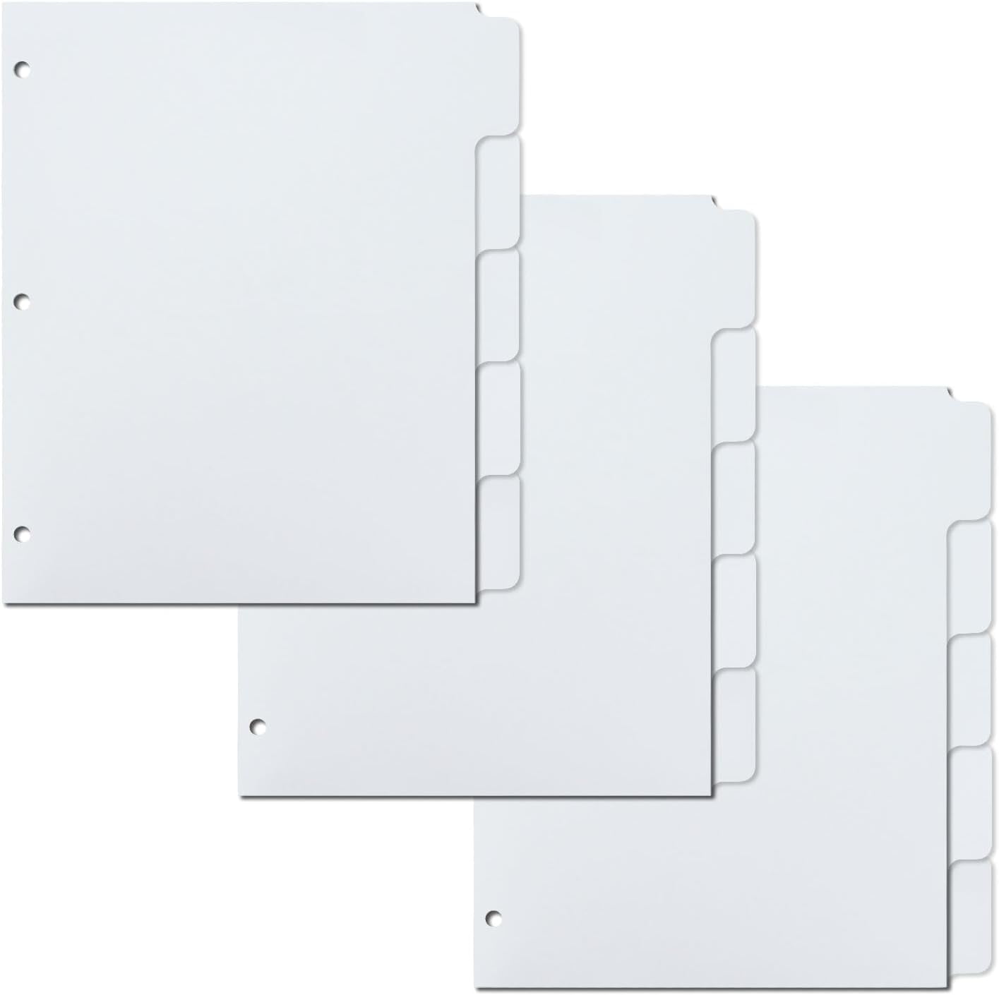 JISBEIFHA 3-Ring Binder Plastic Divider Set Clear 5-Tab Dividers Sheet ...