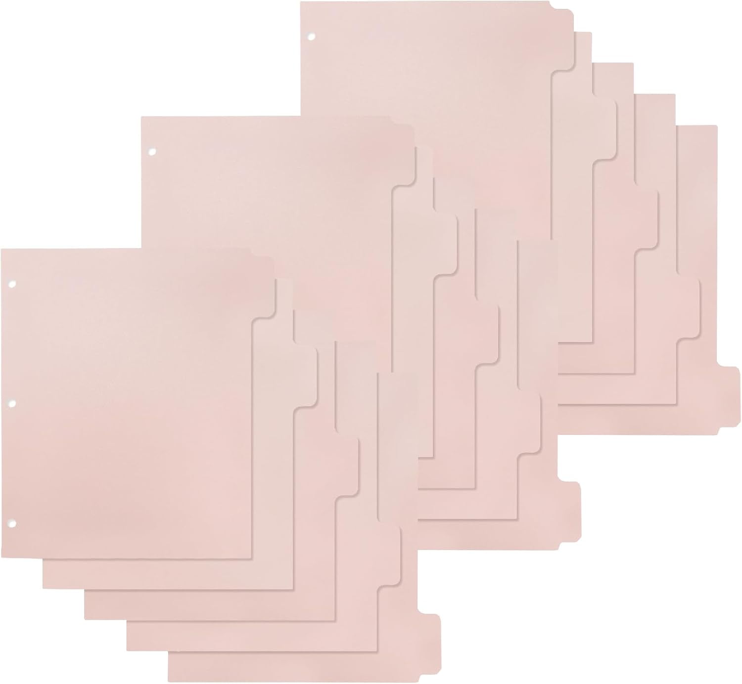 JISBEIFHA 3-Ring Binder Plastic Divider Set Light Pink 5-Tab Dividers ...