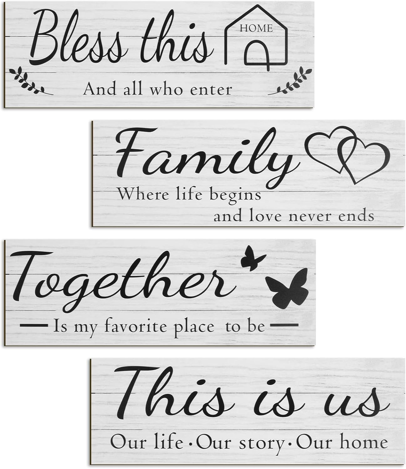 JISBEIFHA 4 Pcs Home Wall Decor Signs Set Hanging This is Us Wall Decor ...