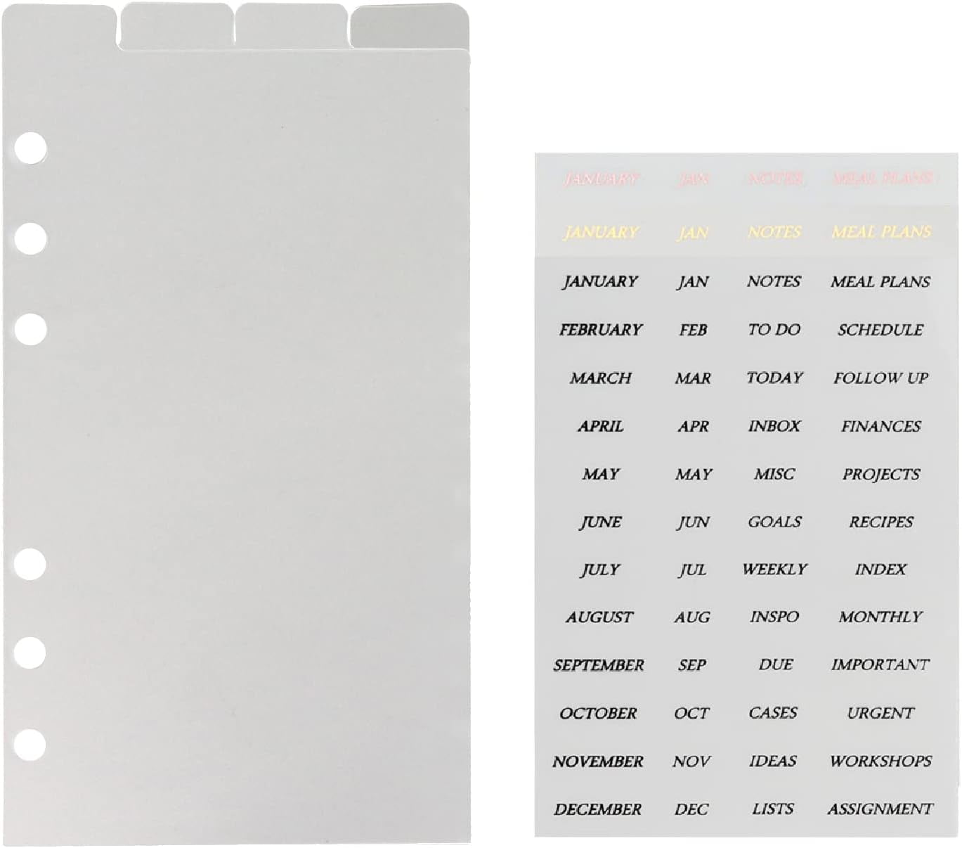 JISBEIFHA A6 Clear Binder Dividers Plastic 6 Holes Index Dividers with ...