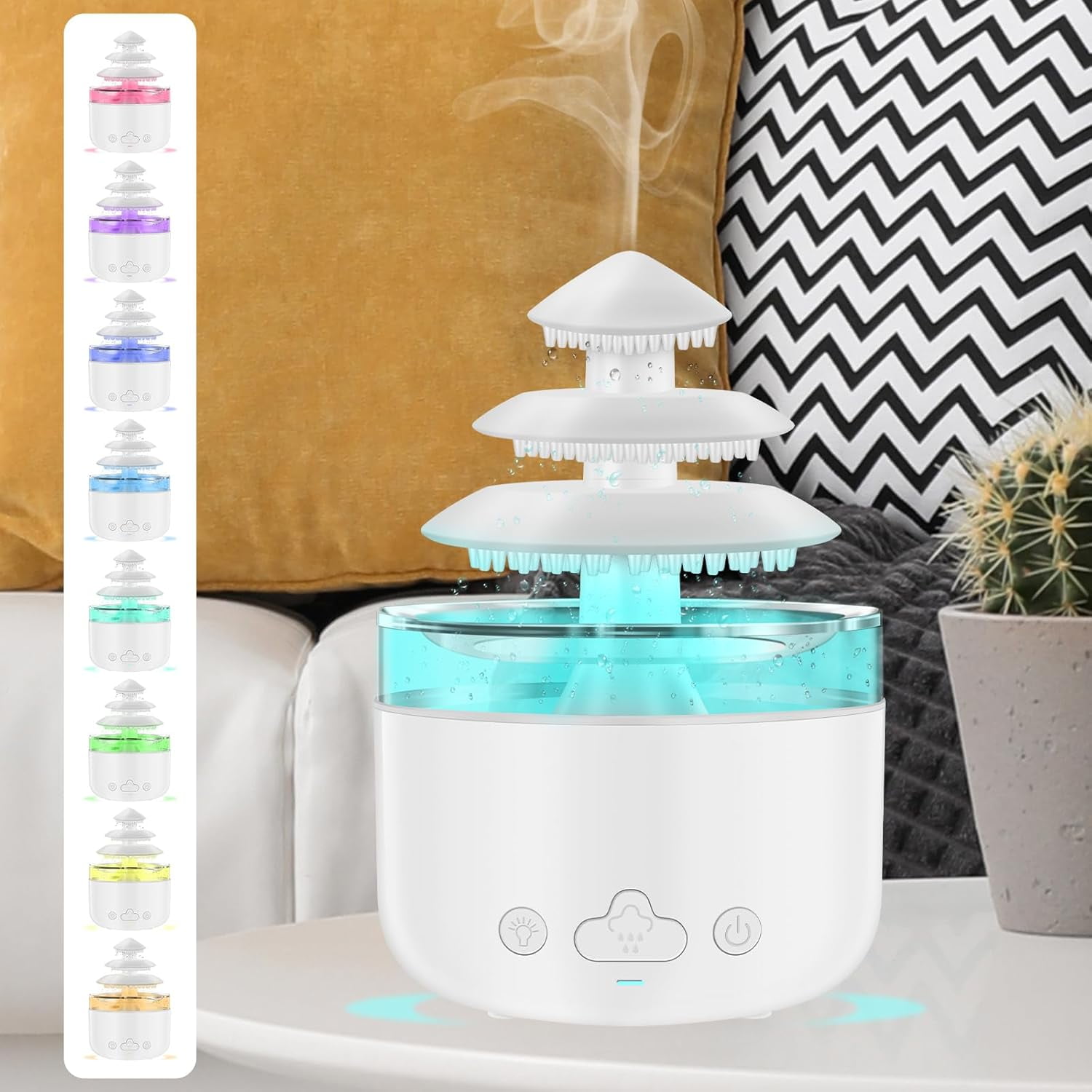 JISBEIFHA Cloud Rain Humidifier 500ml Essential Oil Raining Cloud ...