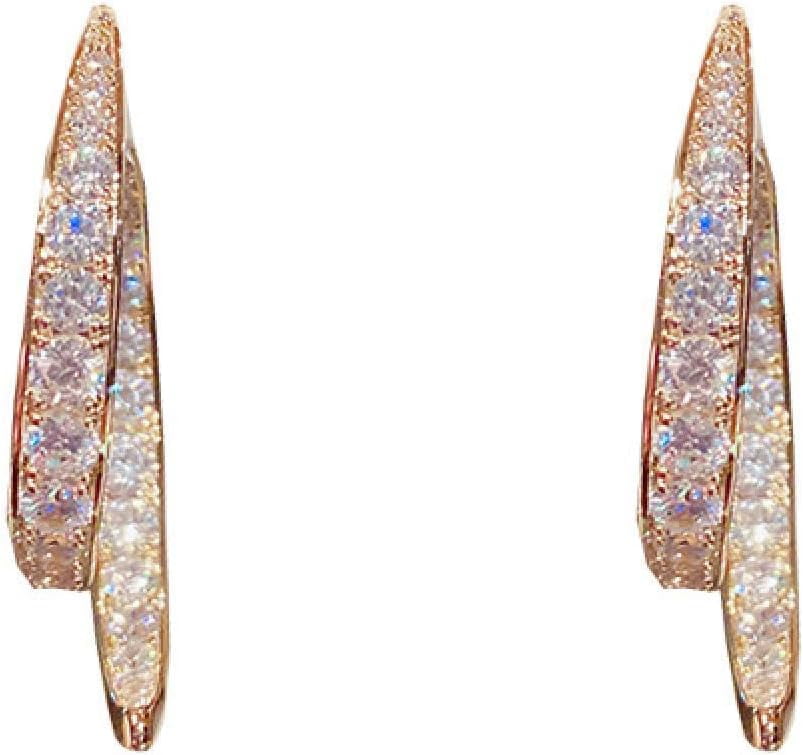 JISBEIFHA Diamond-encrusted front and back cross-earrings, temperament, personality, cold wind ...