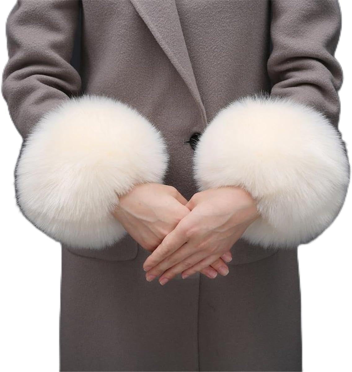 JISBEIFHA Faux Fur Wrist Cuffs, Winter Furry Bands Arm Warmer Leg ...