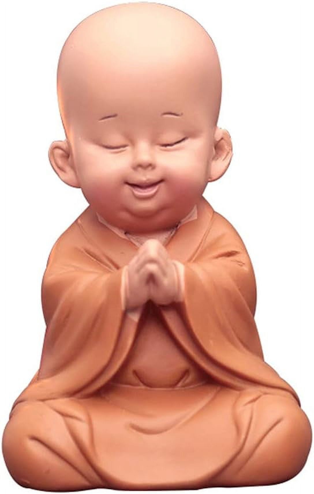 JISBEIFHA Mini Small Buddha Statue Monk, Resin Little Monk Sculpture ...