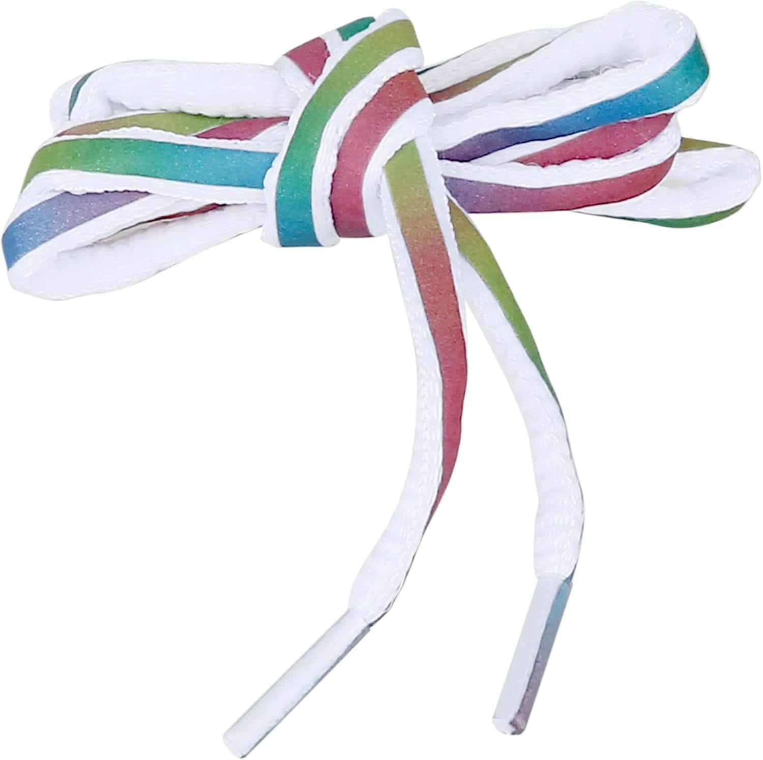 JISBEIFHA Unisex Round Reflective Shoelaces Colorful Stripes Oval Shoe ...
