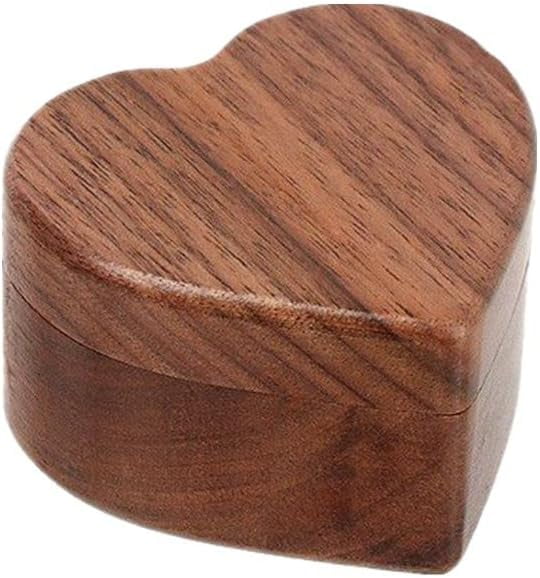 JISBEIFHA Wood Ring Box Heart Shaped Wooden Box Ring Storage Box ...