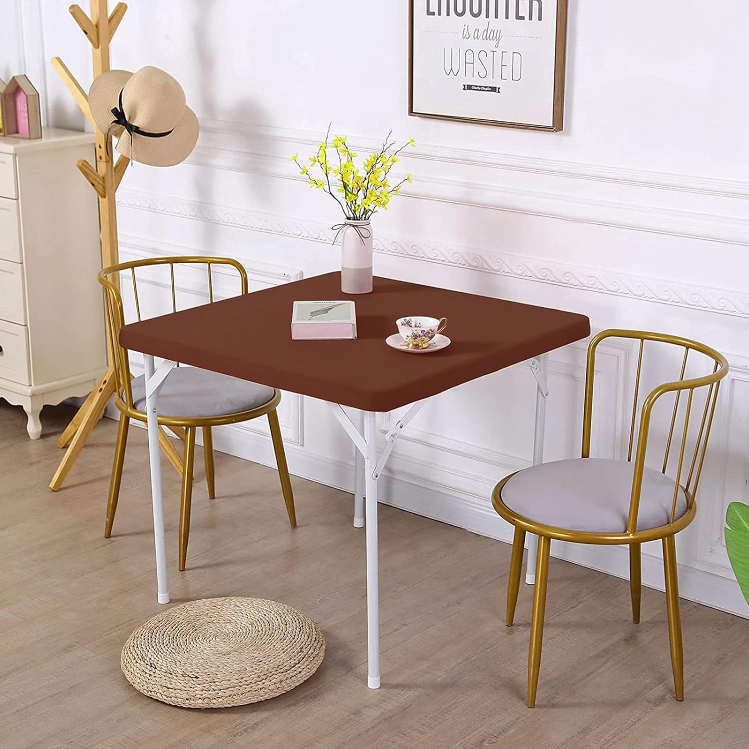 JISEN Cocktail Square Table Top Cover Spandex Fitted Stretchable ...