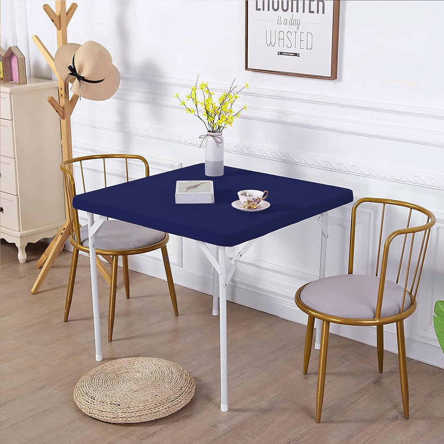 JISEN Cocktail Square Table Top Cover Spandex Fitted Stretchable ...